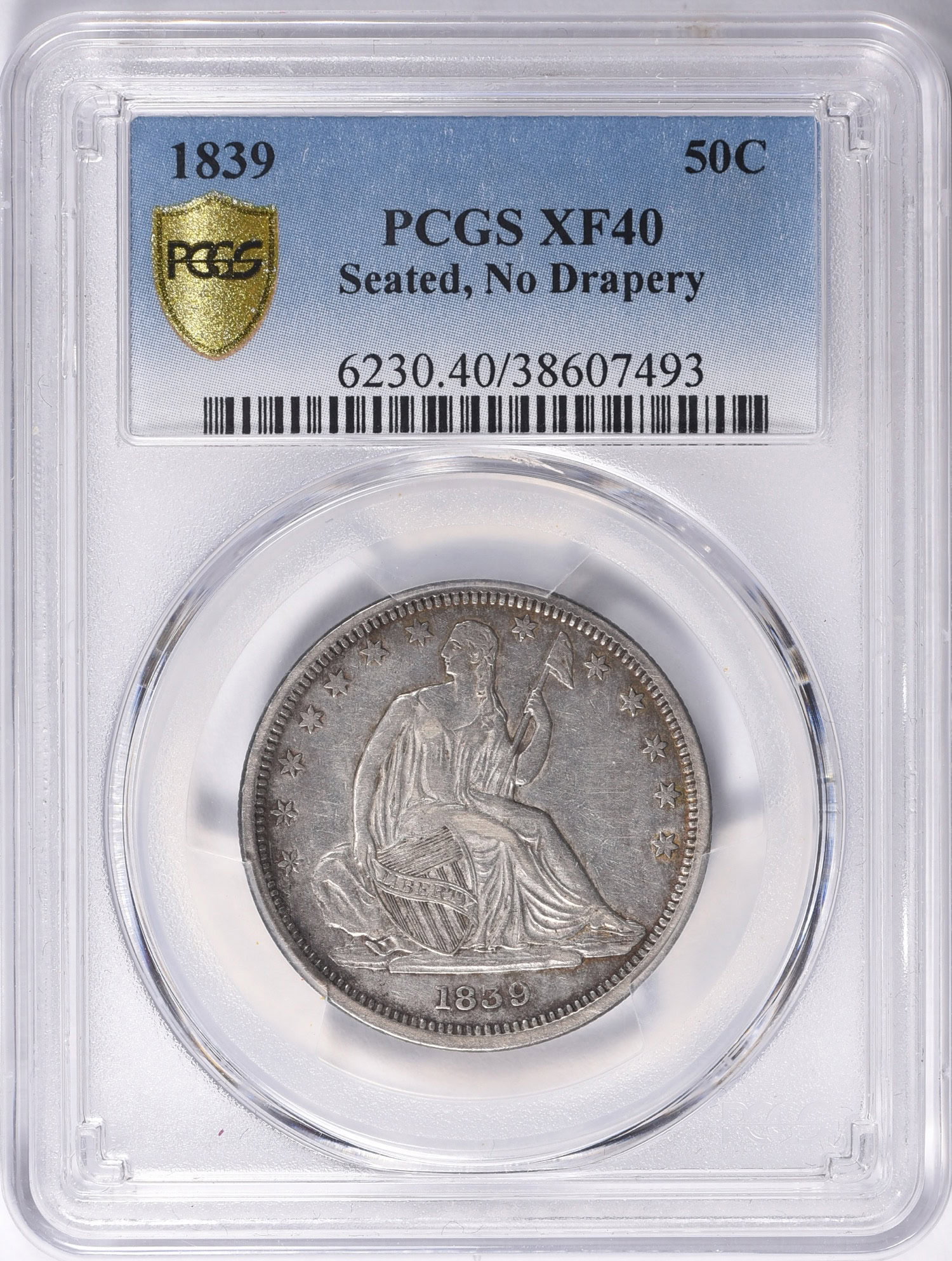 1839 Seated Liberty Half Dollar No Drapery PCGS XF-40 (Item 1769960) | GreatCollections Coin ...