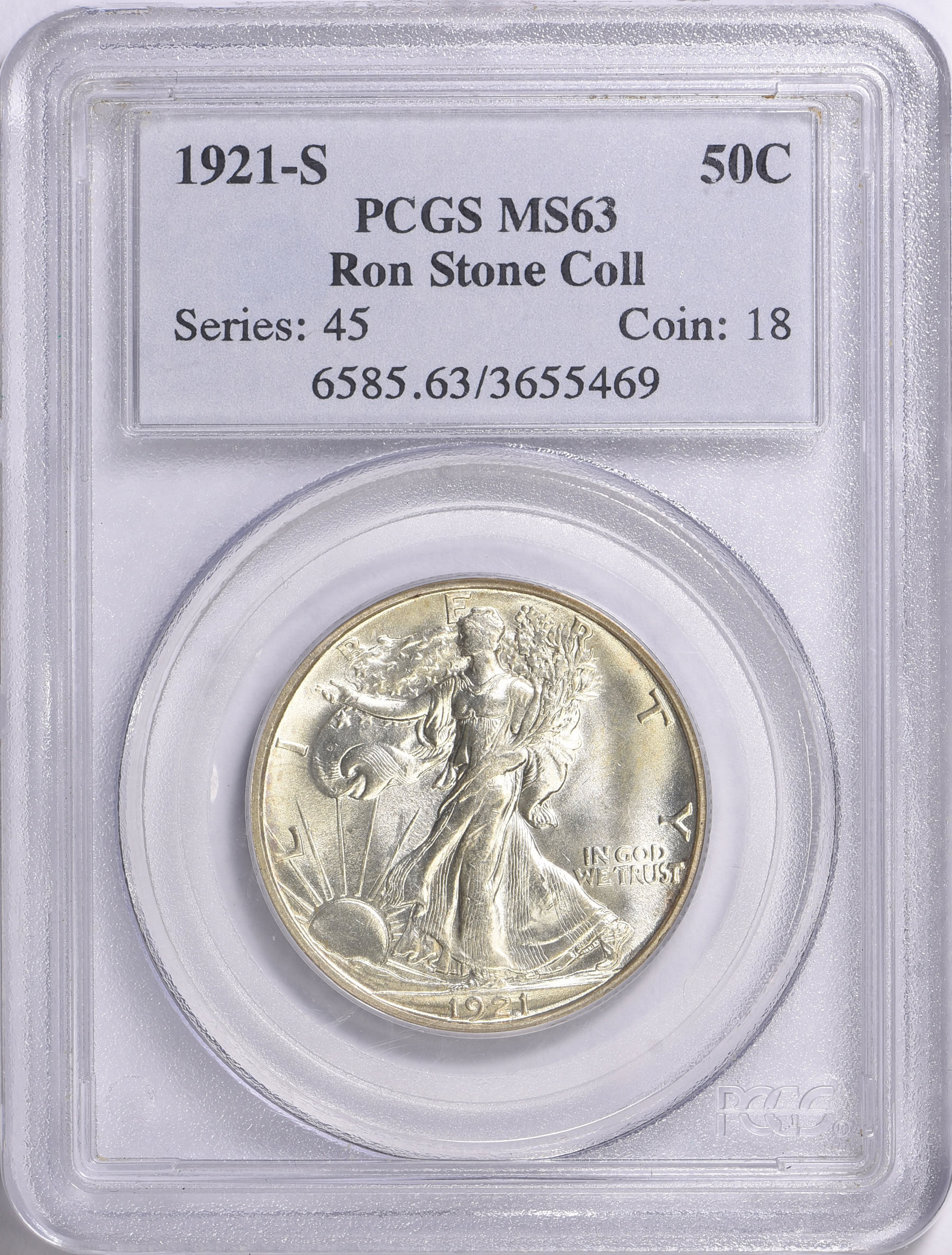 1921-S Walking Liberty Half Dollar PCGS MS-63 (Ron Stone Collection ...