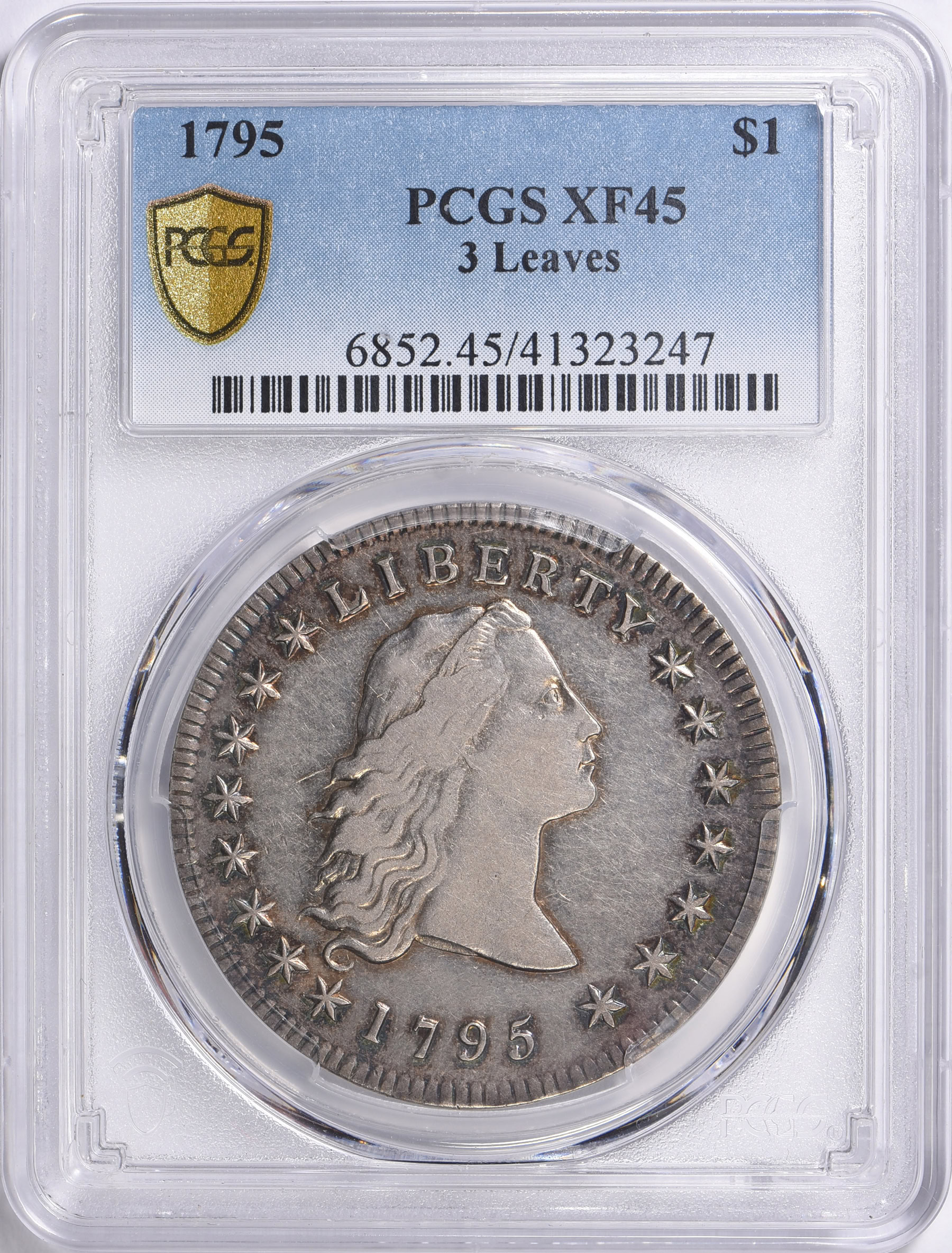 1795 Flowing Hair Silver Dollar 3 Leaves PCGS XF-45 (Toned) (Item 1769988) | GreatCollections ...