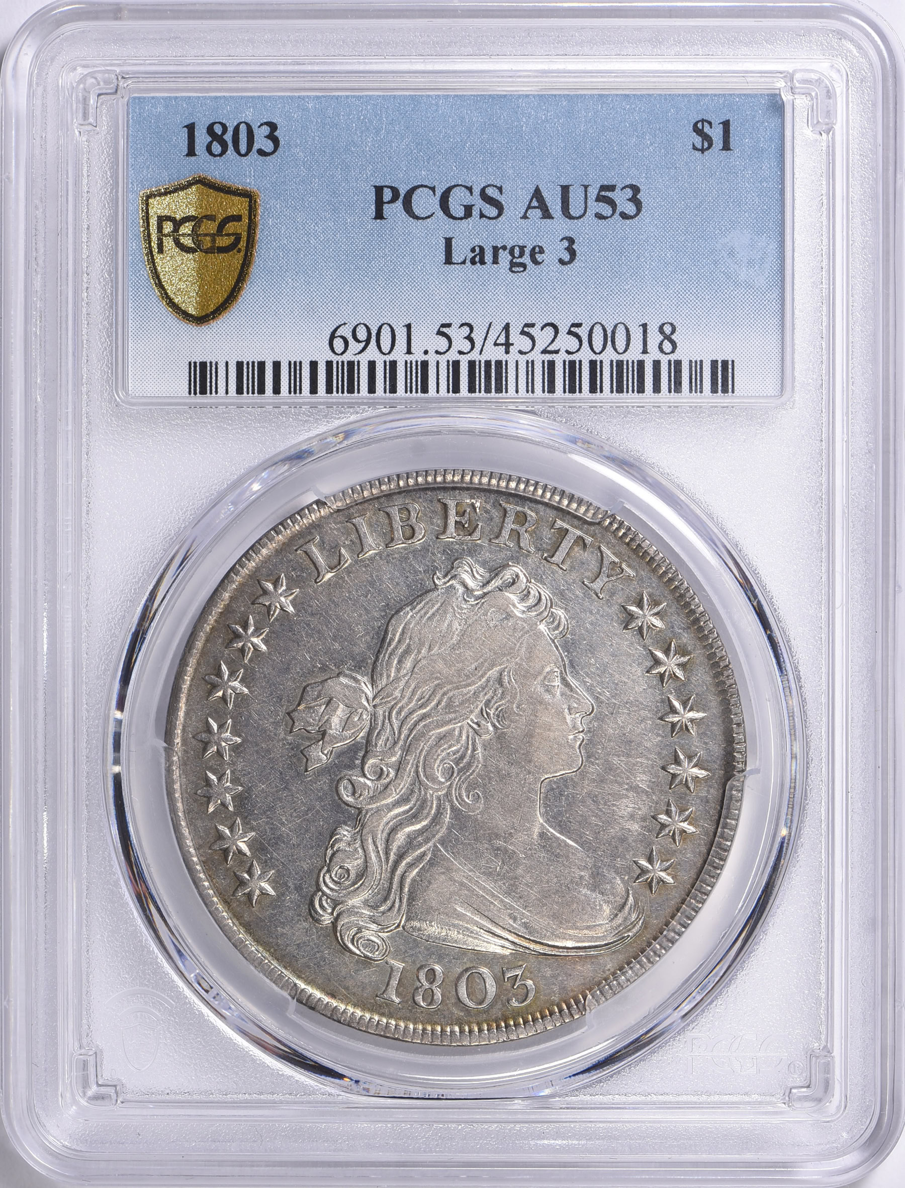 1803 Draped Bust Silver Dollar Large 3 PCGS AU-53 (Item 1769991 ...