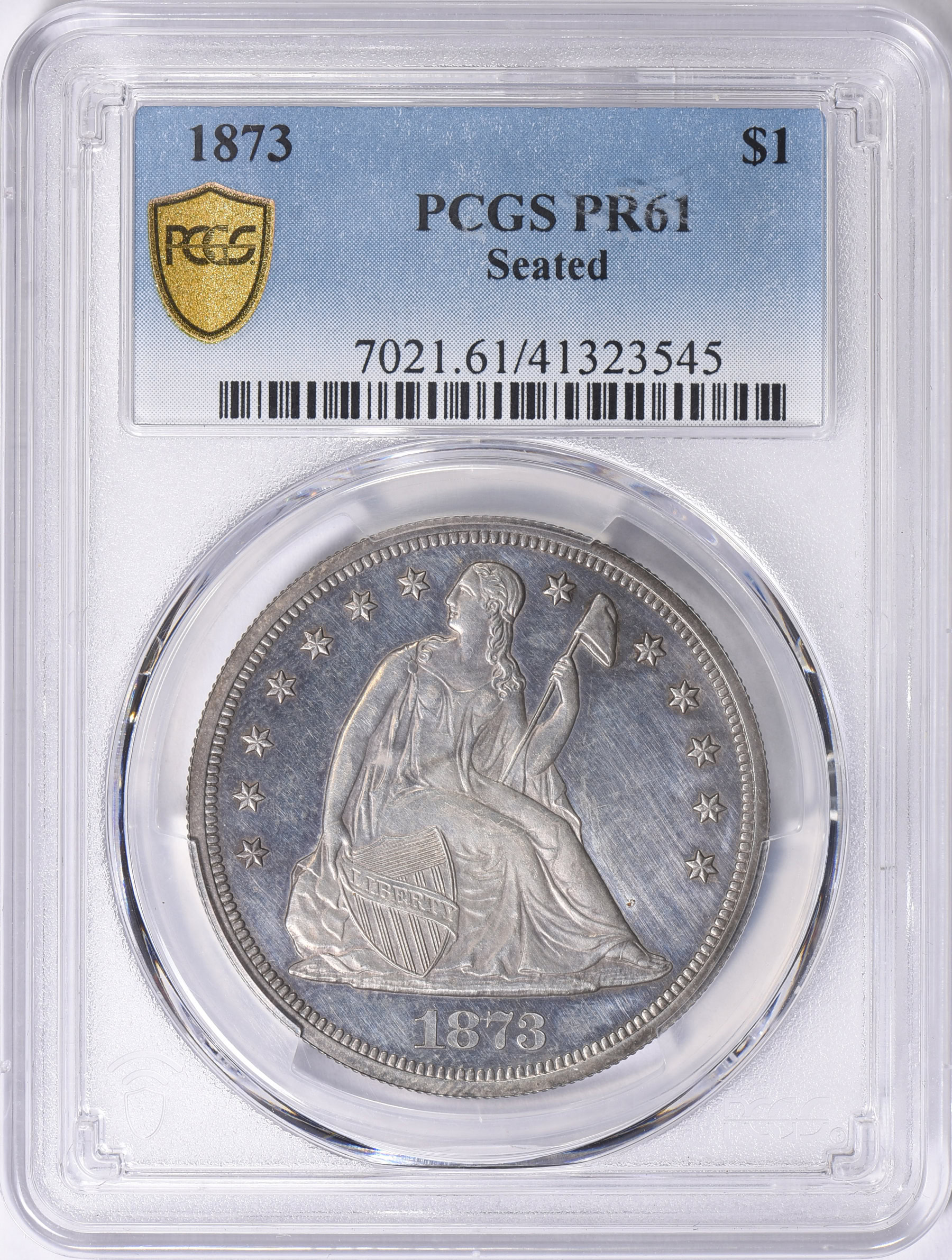 1873 Seated Liberty Silver Dollar PCGS Proof-61 (Item 1769995) | GreatCollections Coin Auctions