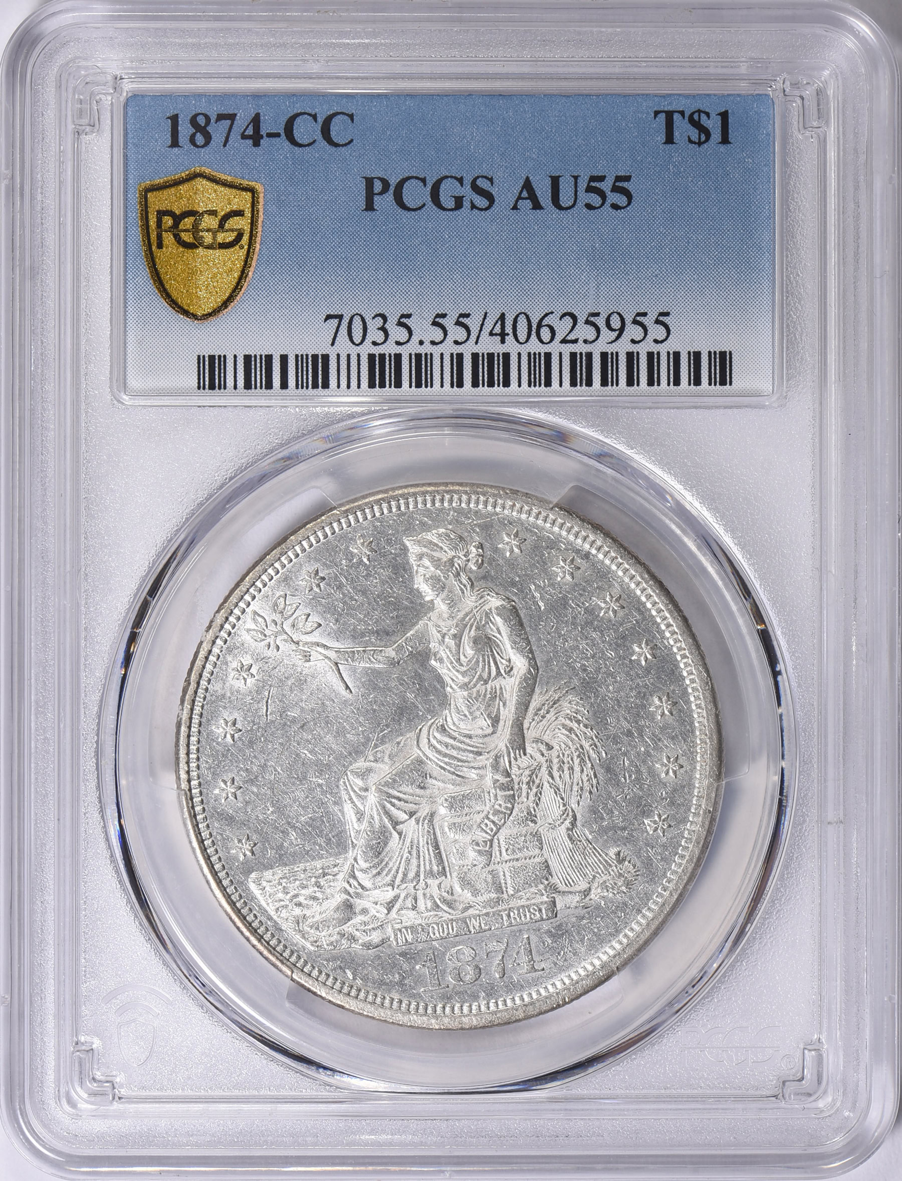 1874-CC Trade Silver Dollar PCGS AU-55 (Item 1769997) | GreatCollections Coin Auctions