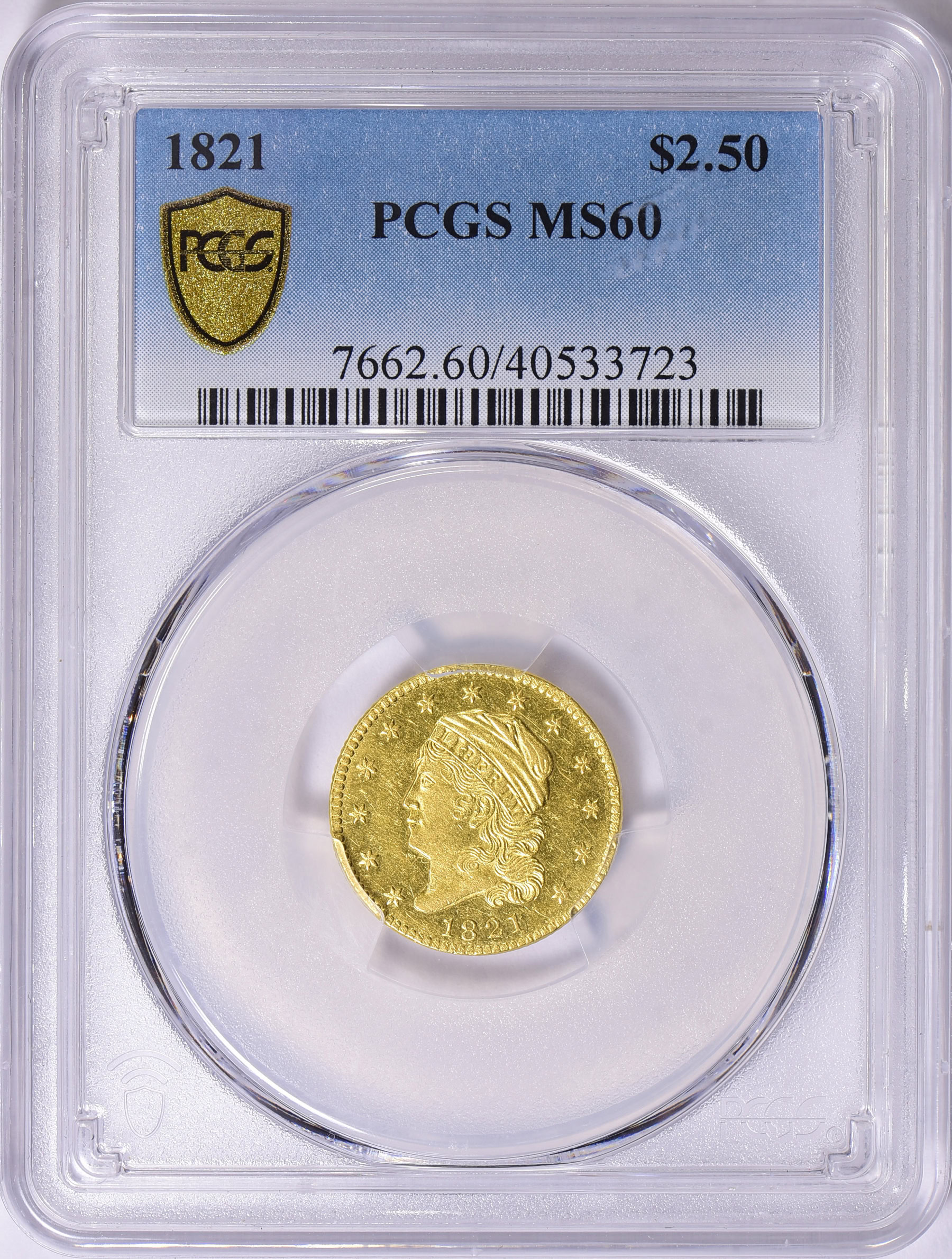 1821 Capped Head Gold Quarter Eagle PCGS MS-60 (Item 1770025) | GreatCollections Coin Auctions