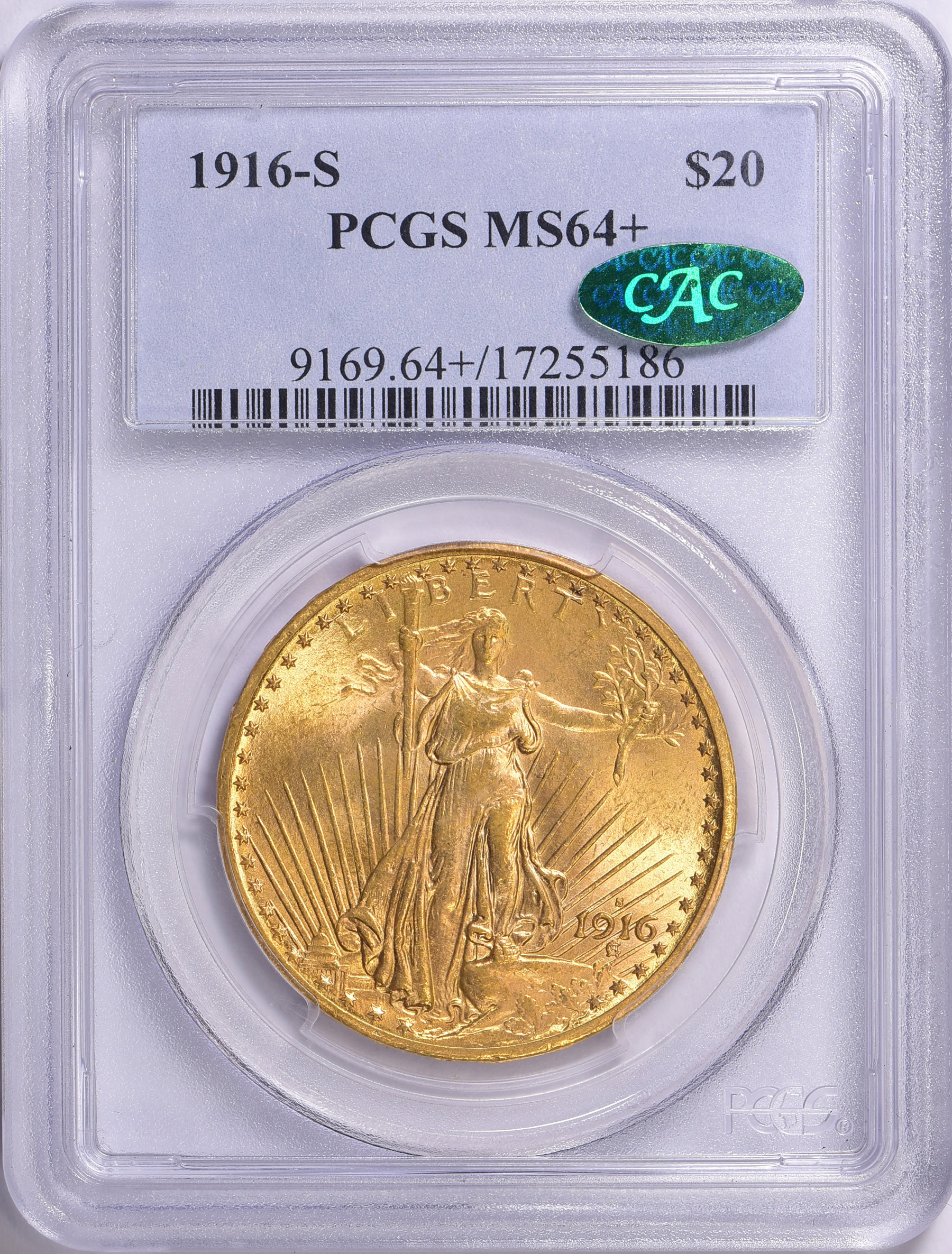 1916-S Saint-Gaudens Gold Double Eagle PCGS MS-64+ (CAC Green) (Item 1770073) | GreatCollections ...