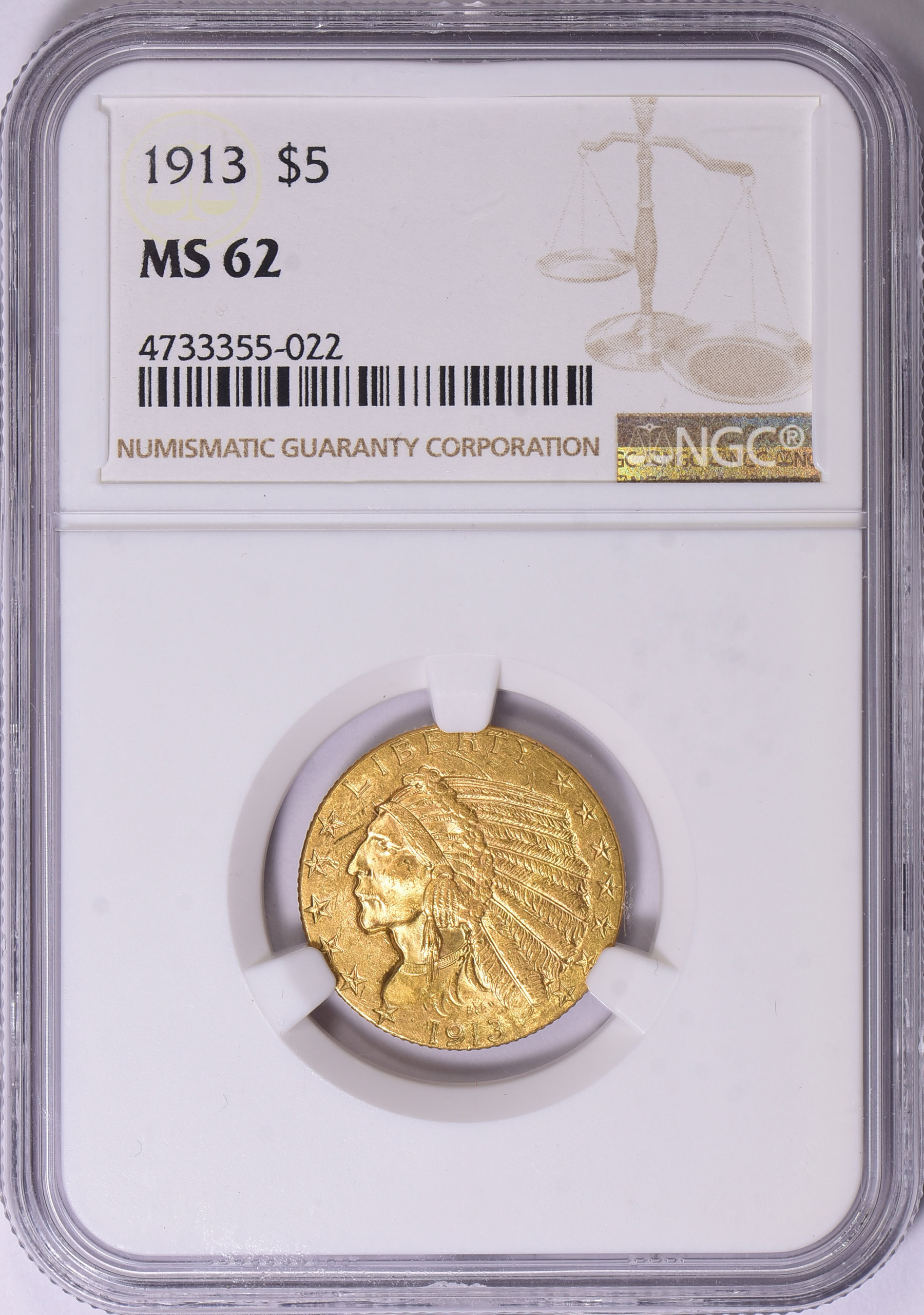 1913 Indian Gold Half Eagle NGC MS-62 (Item 1770085) | GreatCollections Coin Auctions