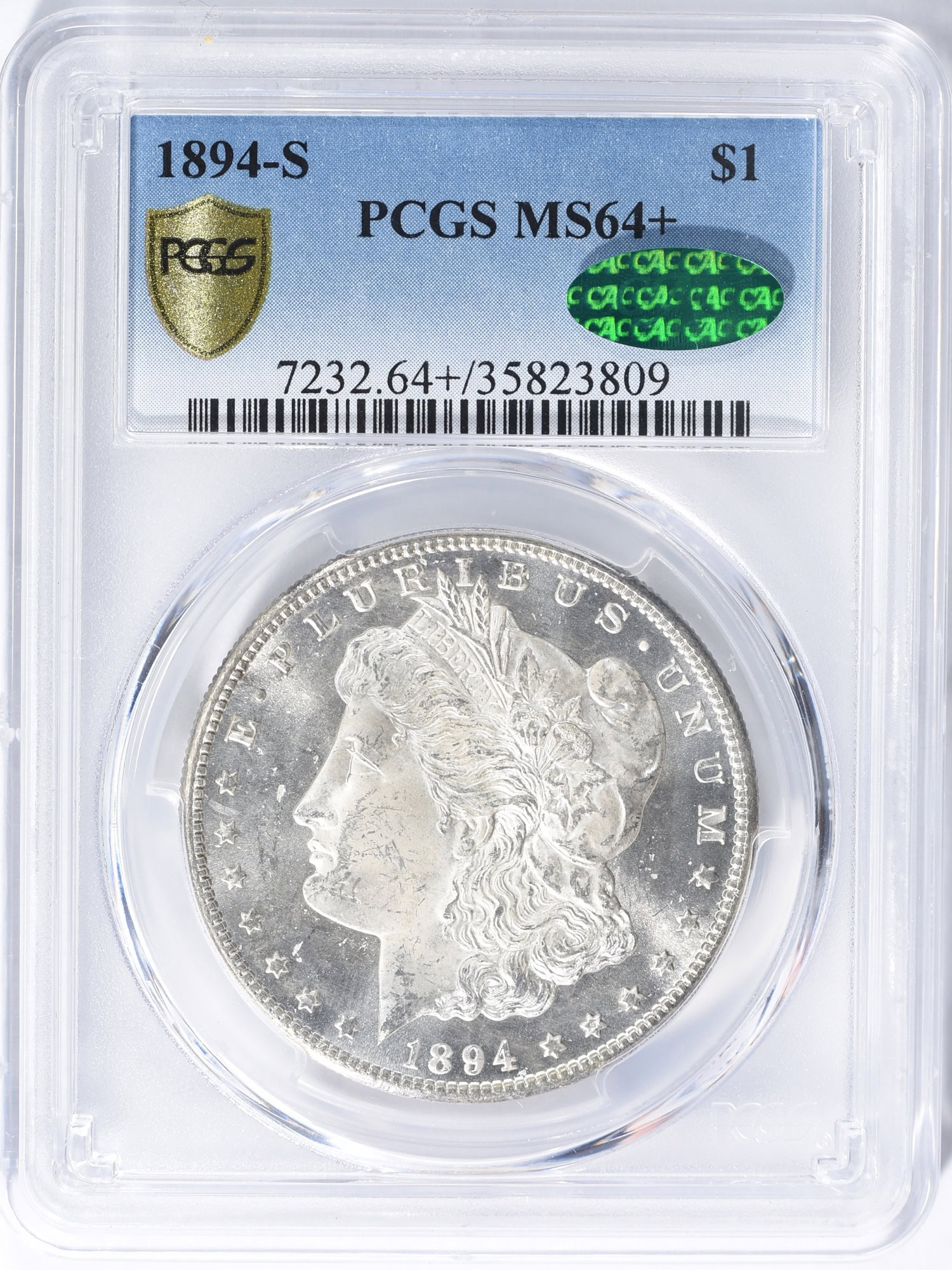 1894-S Morgan Silver Dollar PCGS MS-64+ (CAC Green) (Item 1770138) | GreatCollections Coin Auctions