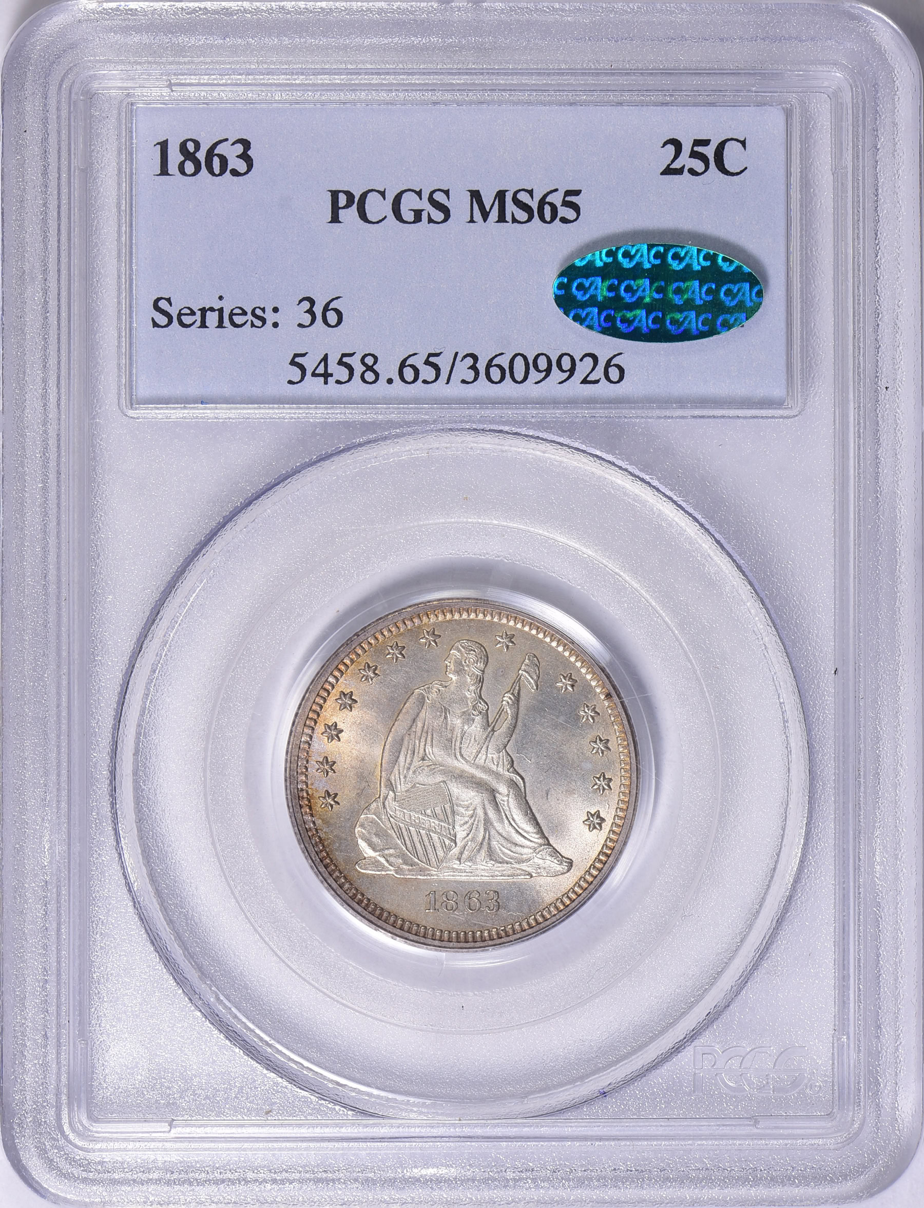 1863 Seated Liberty Quarter PCGS MS-65 (CAC Green) (Item 1770164 ...