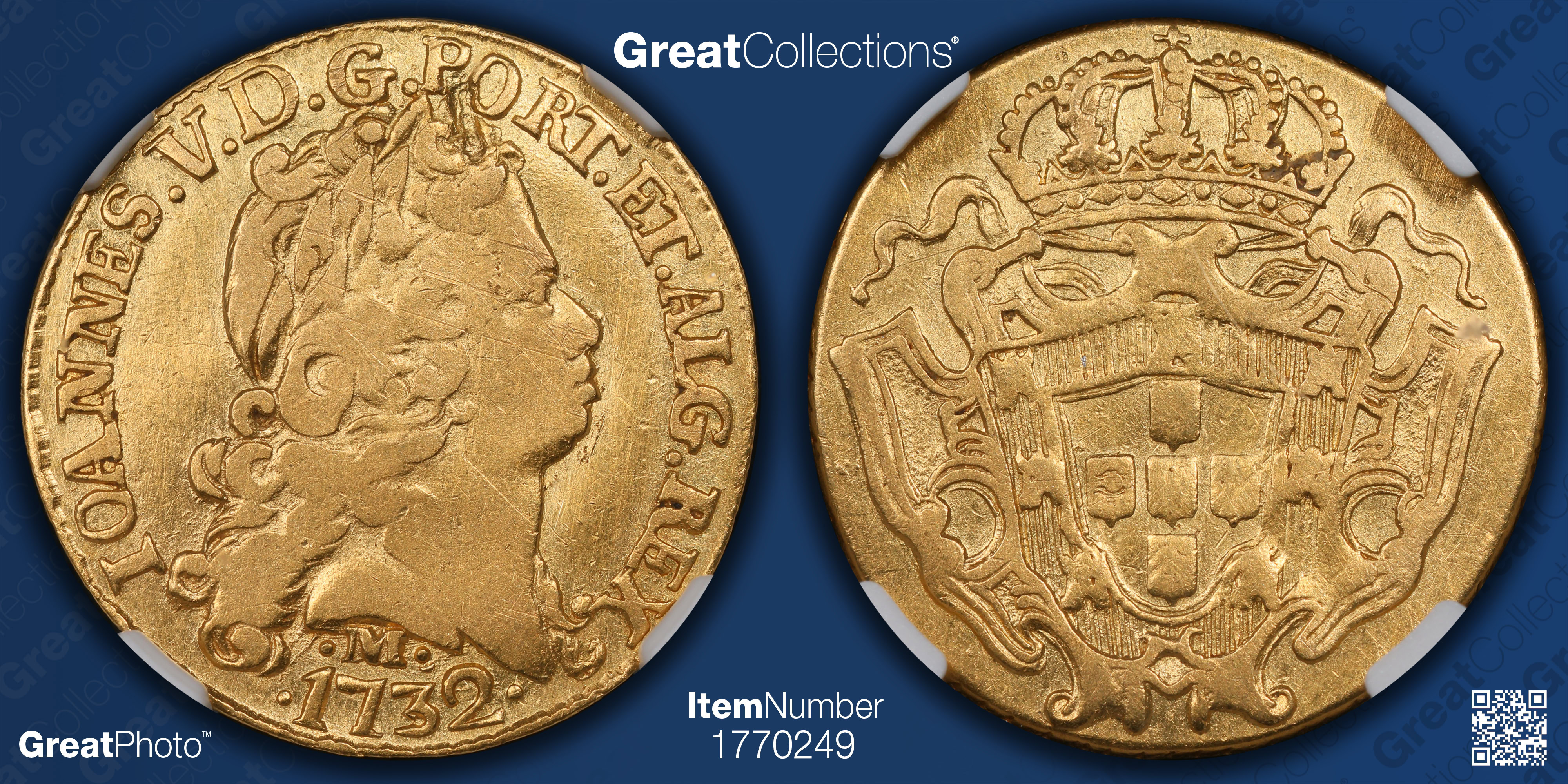 Brazil 1732-M Gold 1,600 Reis KM-125 NGC Clipped (Ex: Petropolis ...