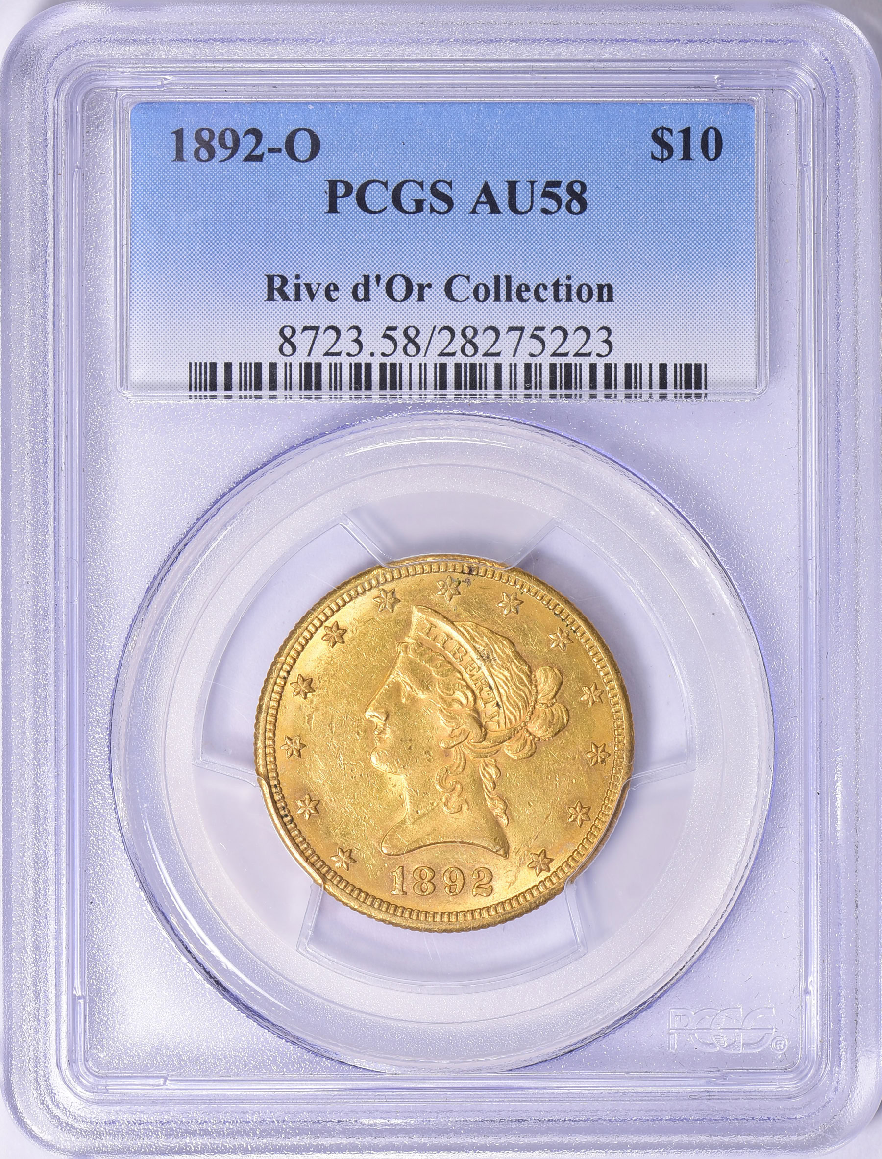 1892-O Liberty Gold Eagle PCGS AU-58 (Rive d'Or Collection) (Item 1770272) | GreatCollections ...