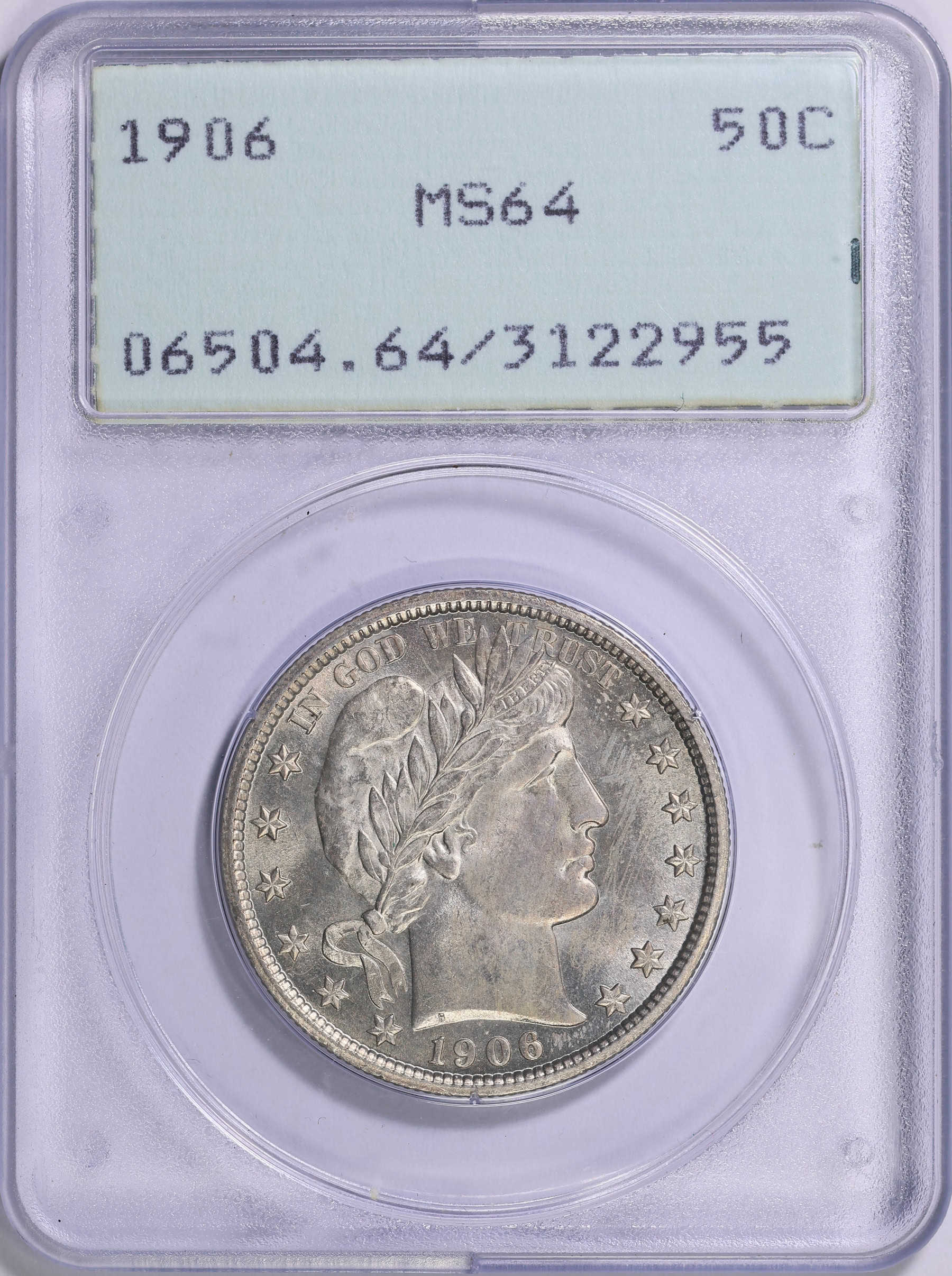 1906 Barber Half Dollar PCGS MS-64 OGH (1st Gen) (Item 1770303) | GreatCollections Coin Auctions