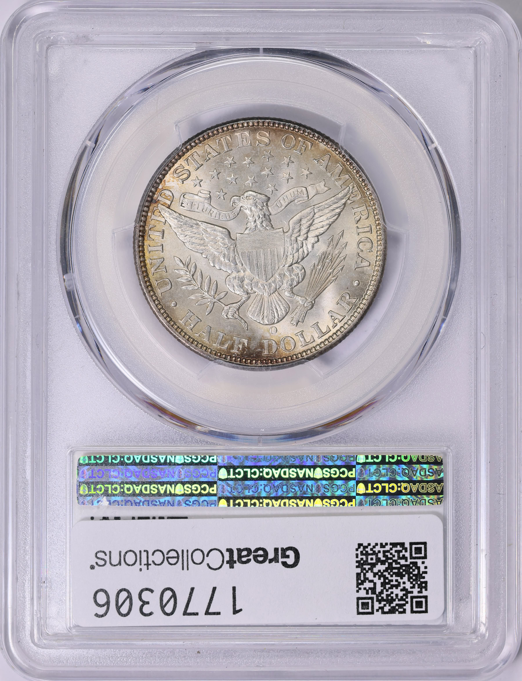 1908-O Barber Half Dollar PCGS MS-64 (Toned) (Item 1770306) | GreatCollections Coin Auctions
