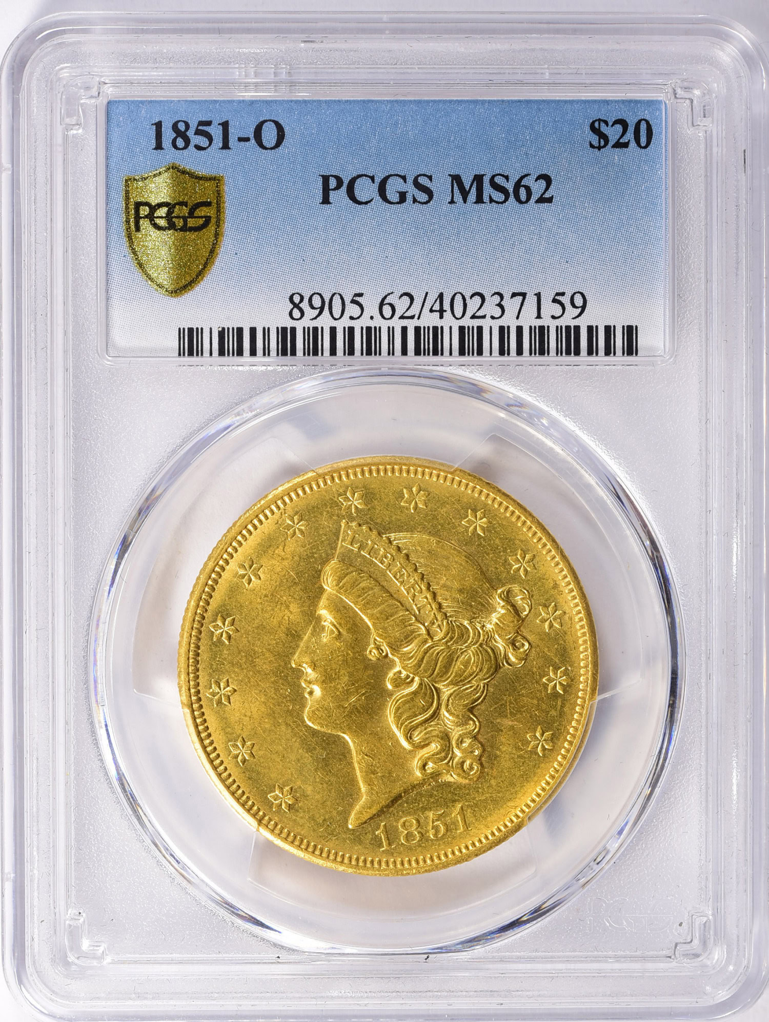 1851-O Liberty Gold Double Eagle PCGS MS-62 (Item 1770328) | GreatCollections Coin Auctions