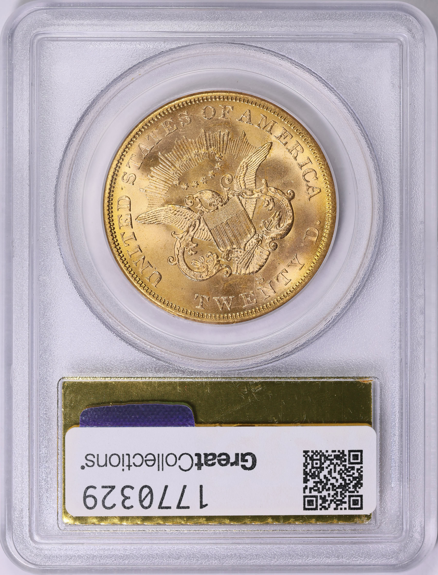 1857-S Liberty Gold Double Eagle 20A Spiked Shield Shipwreck S.S. Central America PCGS MS-66 ...