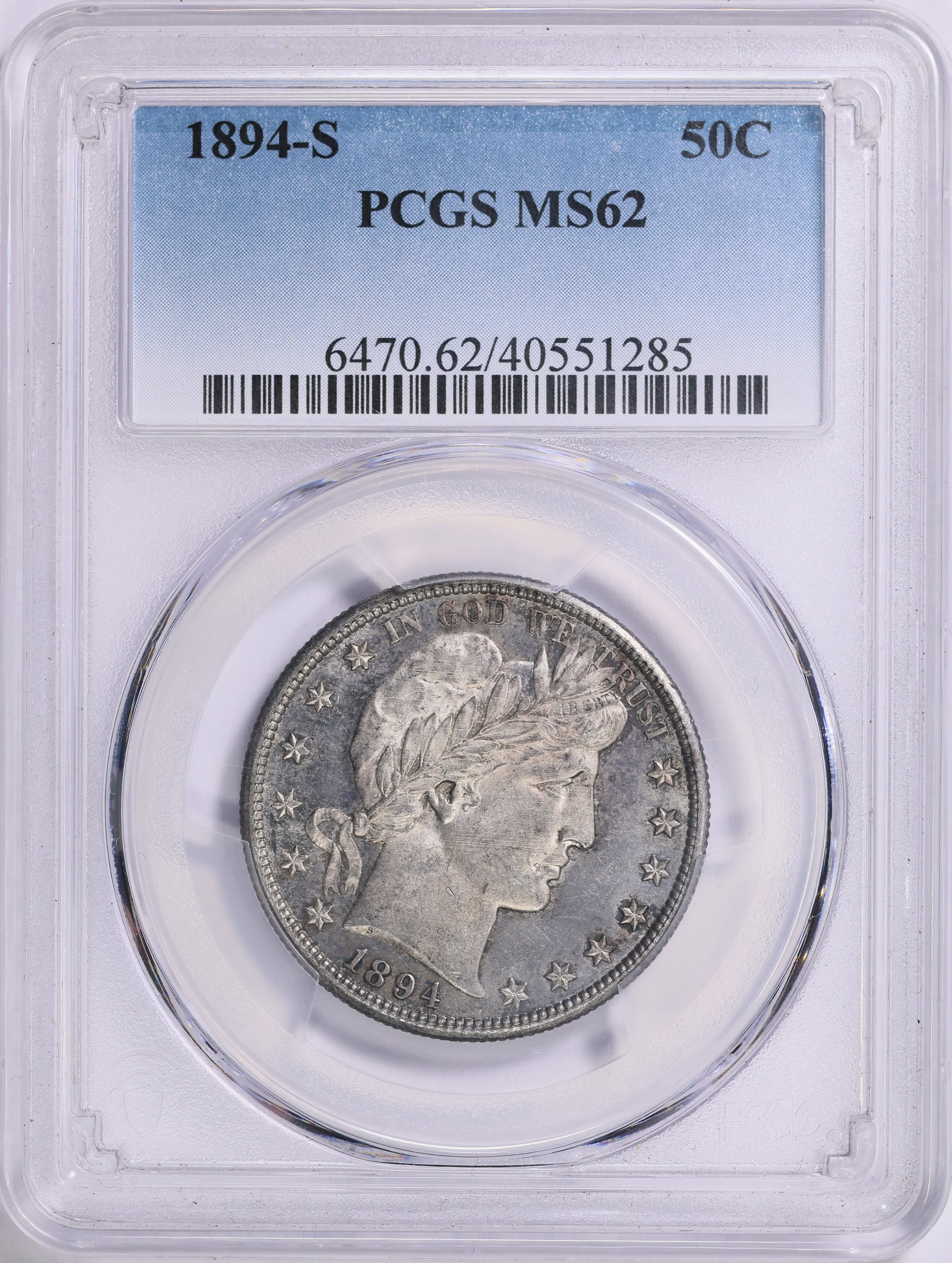 1894-S Barber Half Dollar PCGS MS-62 (Item 1770351) | GreatCollections Coin Auctions