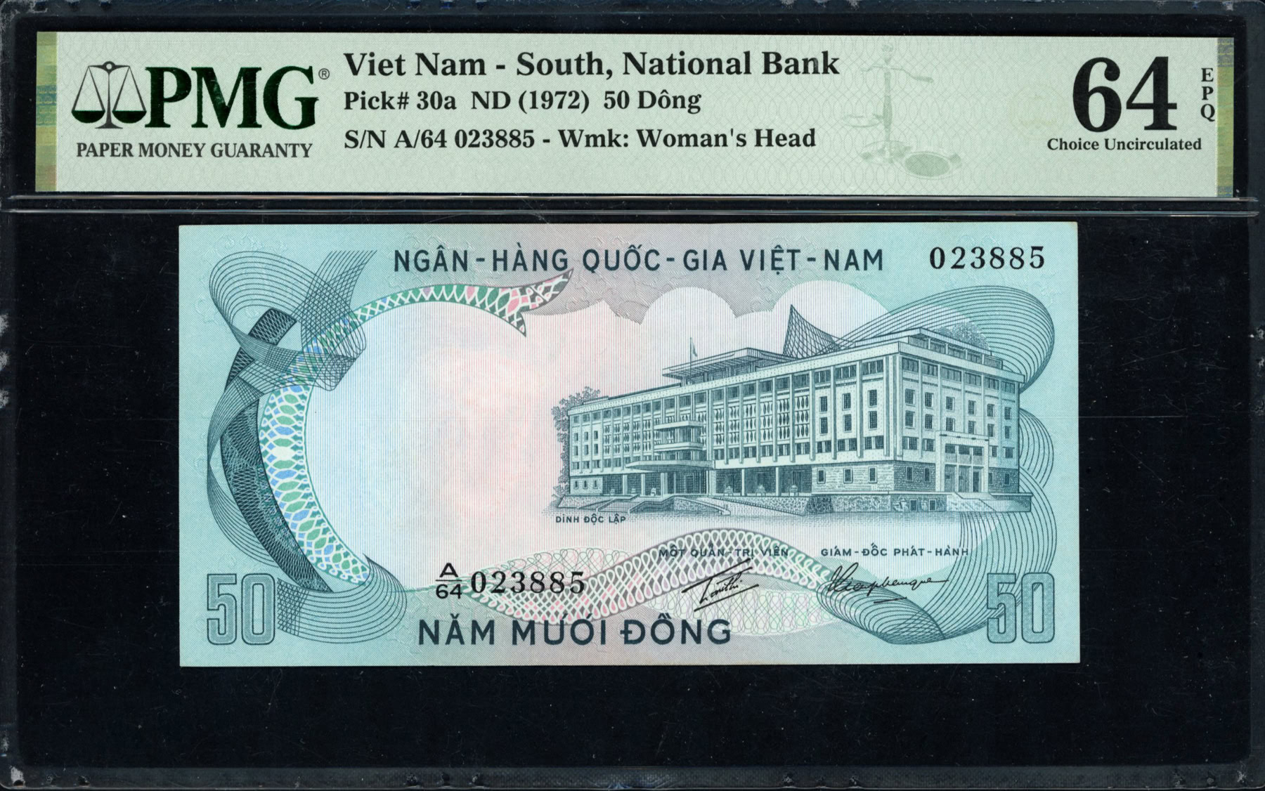 South Vietnam ND (1972) 50 Dong National Bank Note SCWPM-30a PMG Choice ...