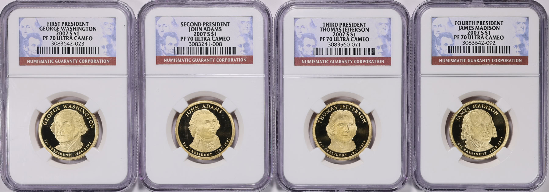 2007-S Presidential Dollar Set NGC Proof-70 UC (4 Coins) (Item 1770551 ...