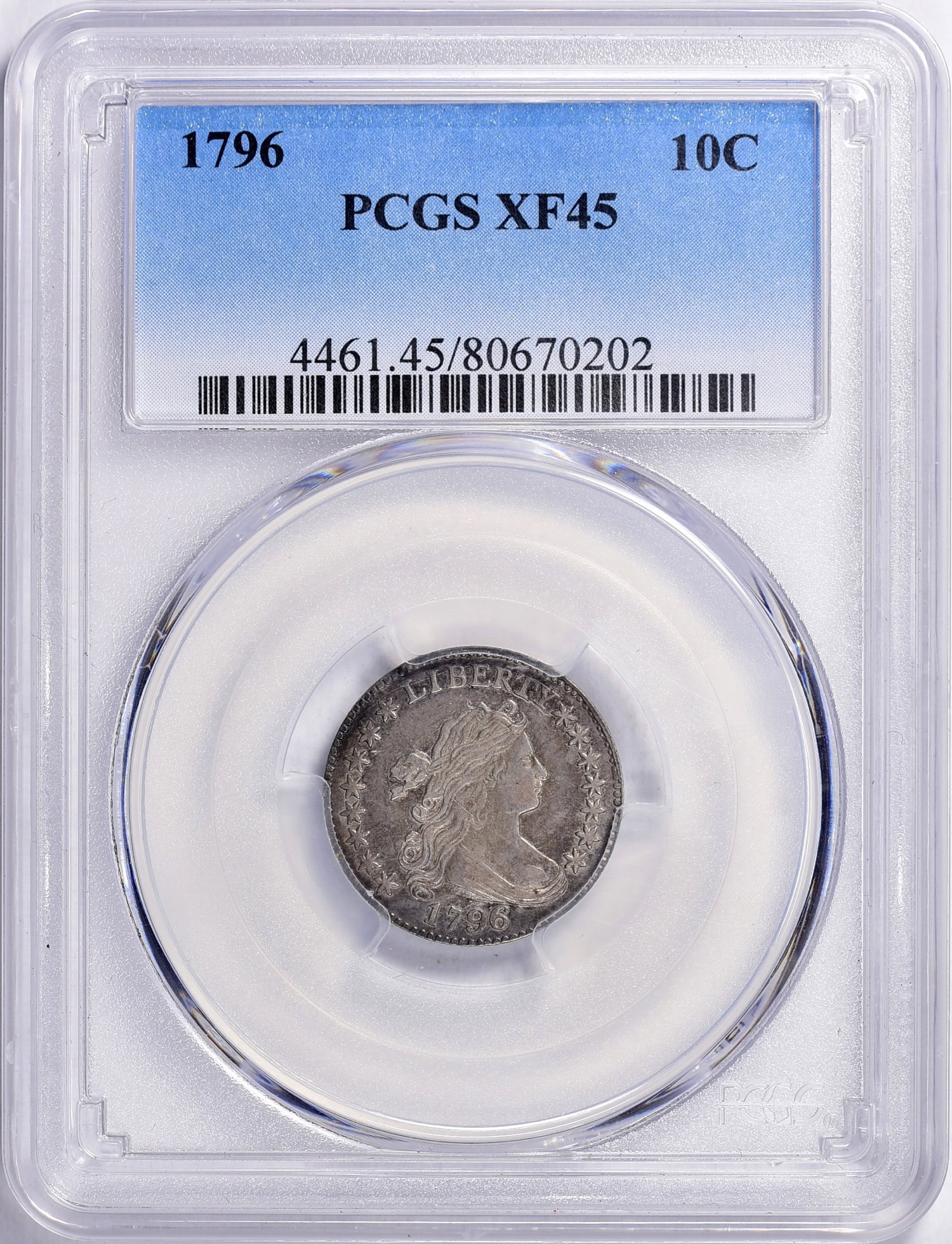 1796 Draped Bust Dime PCGS XF-45 (Item 1770569) | GreatCollections Coin Auctions