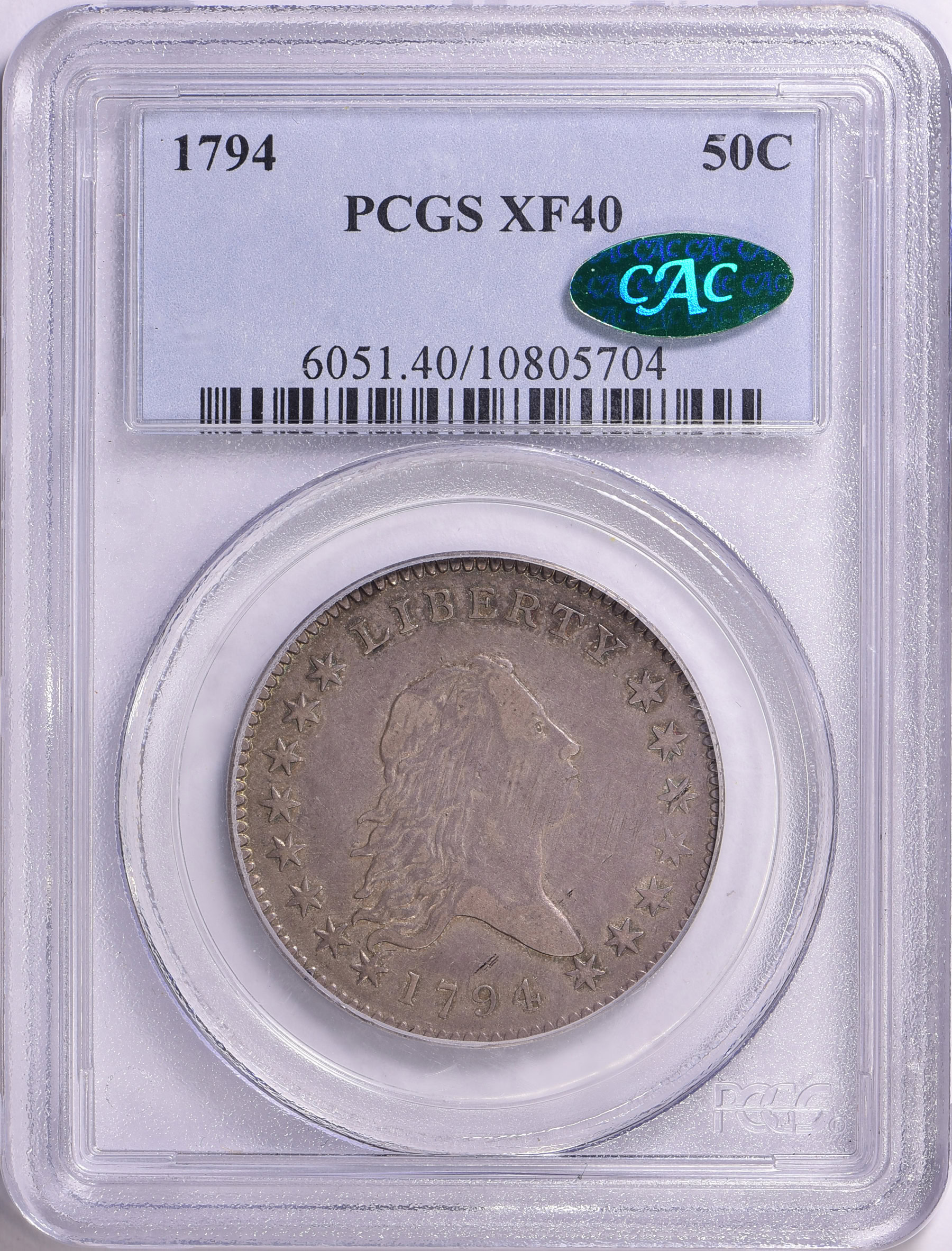 1794 Flowing Hair Half Dollar PCGS XF-40 (CAC Green) (Toned) (Item ...