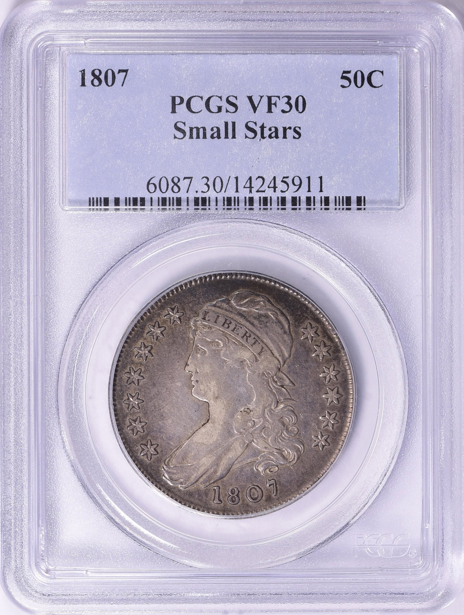 1807 Capped Bust Half Dollar Small Stars PCGS VF-30 (Toned) (Item 1770576) | GreatCollections ...