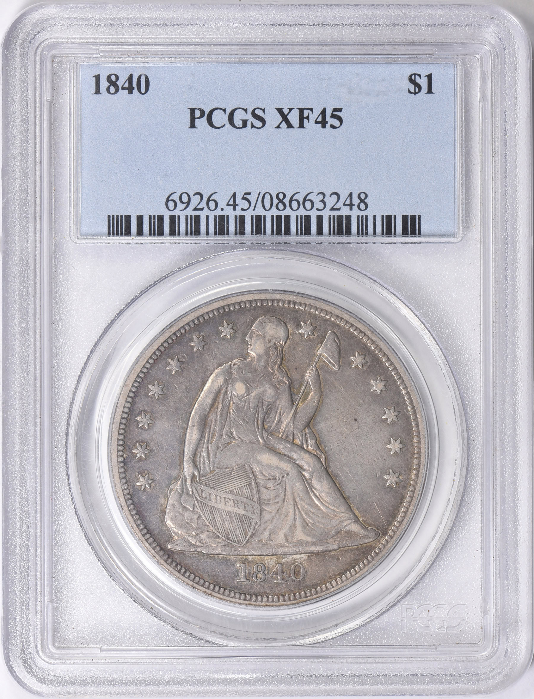 1840 Seated Liberty Silver Dollar PCGS XF-45 (Toned) (Item 1770580) | GreatCollections Coin Auctions