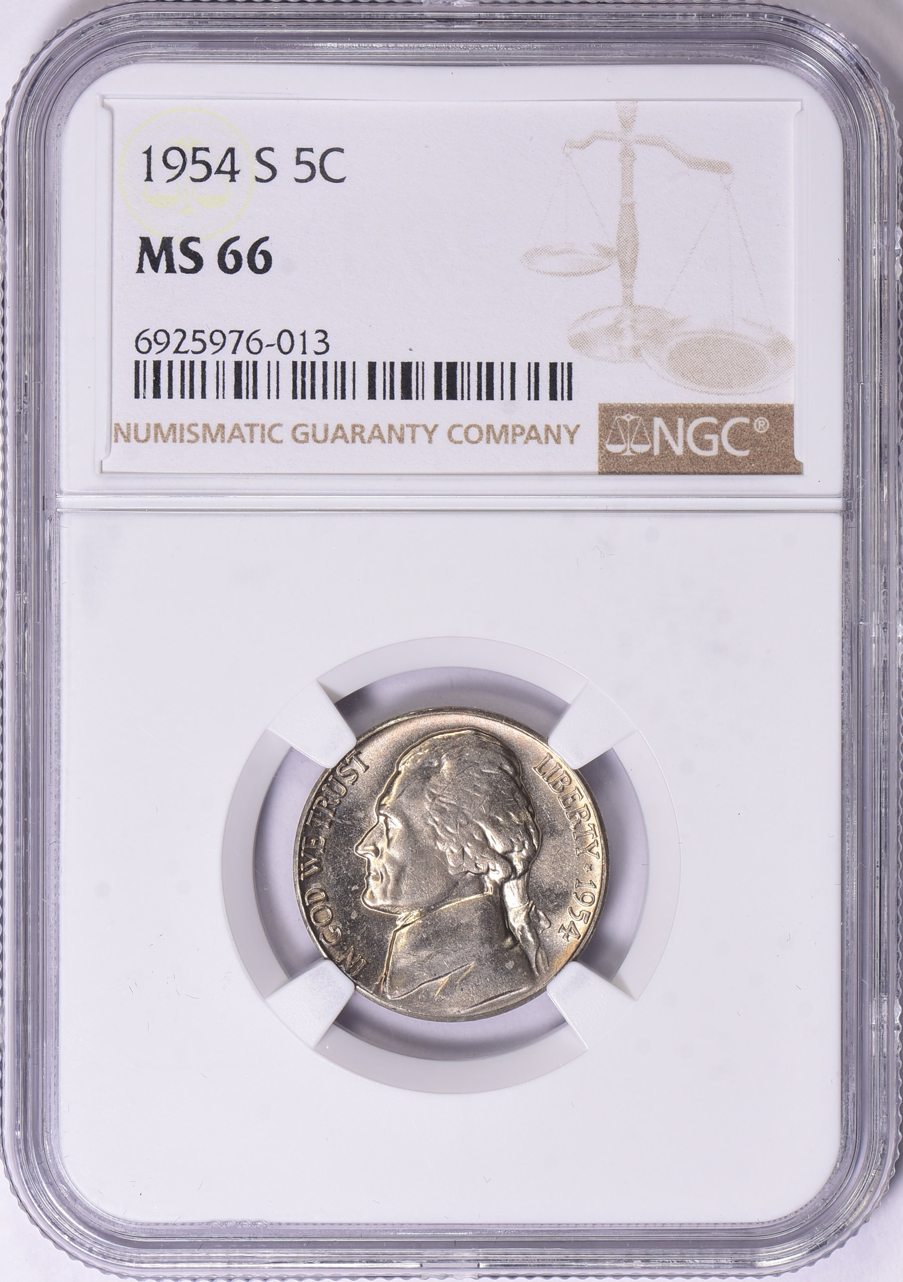 1954-S Jefferson Nickel NGC MS-66 (Item 1770629) | GreatCollections Coin Auctions