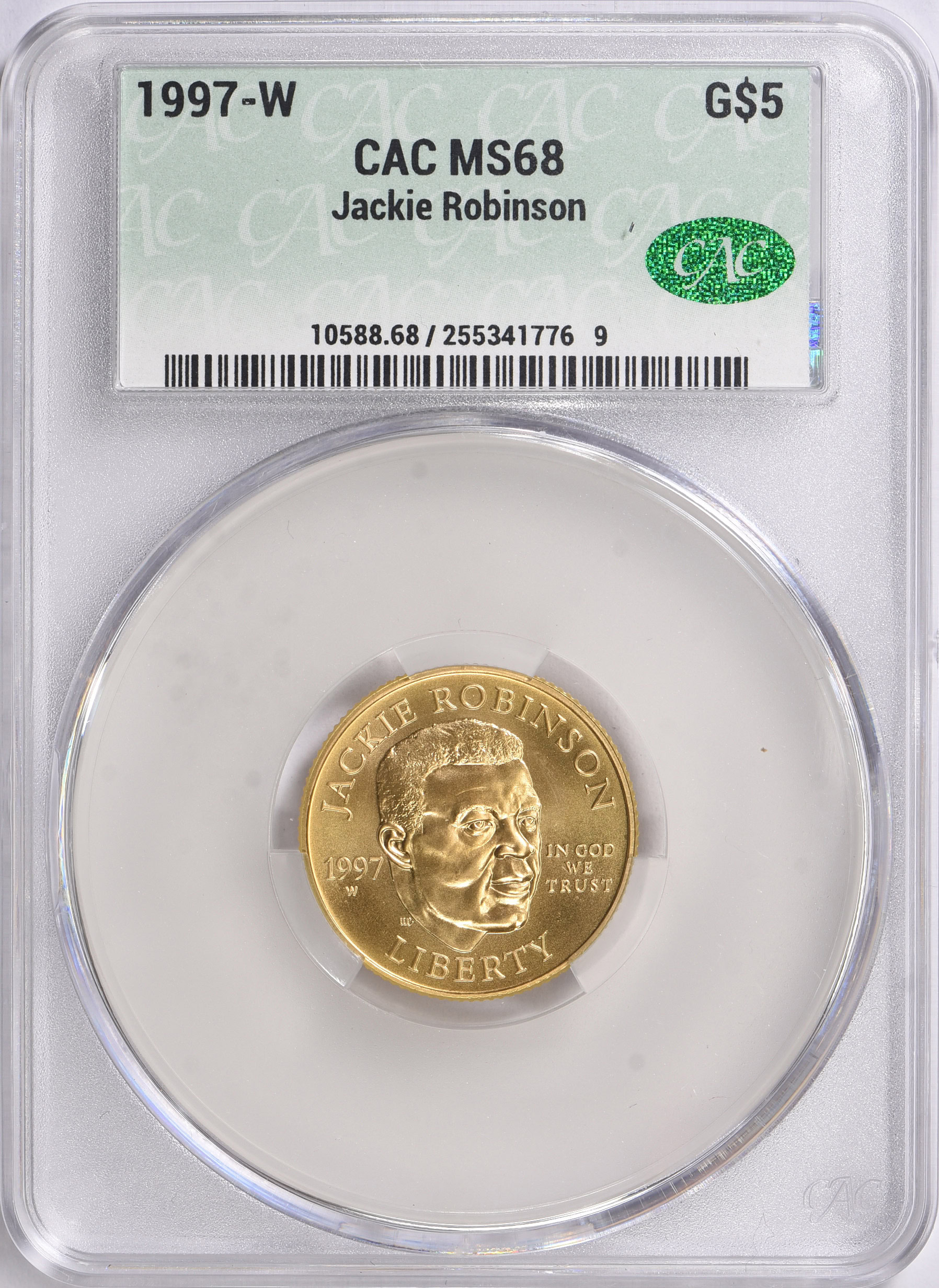 1997-W Jackie Robinson Gold $5 CACG MS-68 (Item 1770648 ...