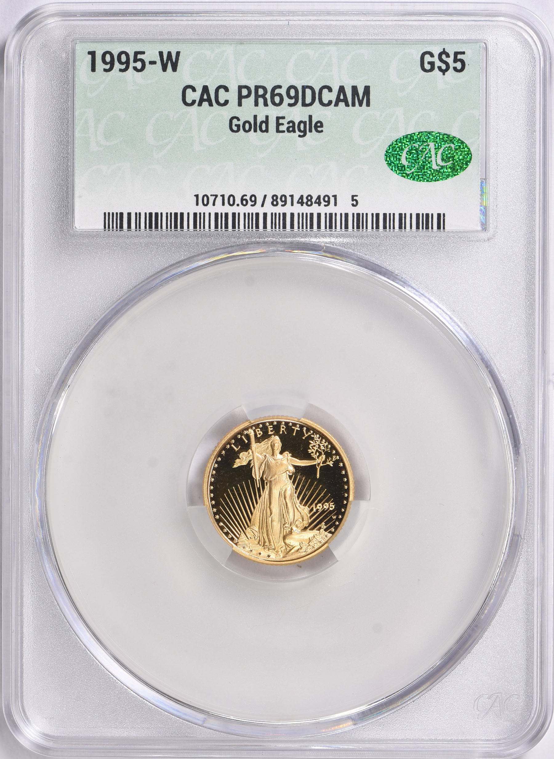 1995-W $5 Tenth-Ounce Gold American Eagle CACG Proof-69 DCAM (Item ...