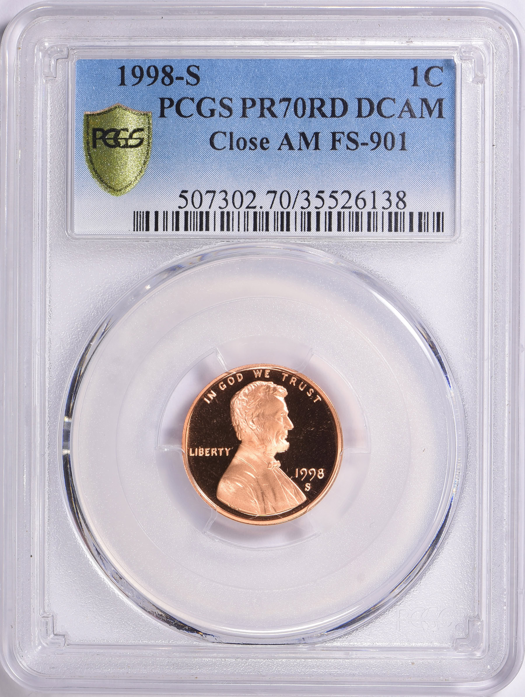 1998-S Lincoln Cent Close AM FS-901 PCGS Proof-70 DCAM (Item 1770664 ...