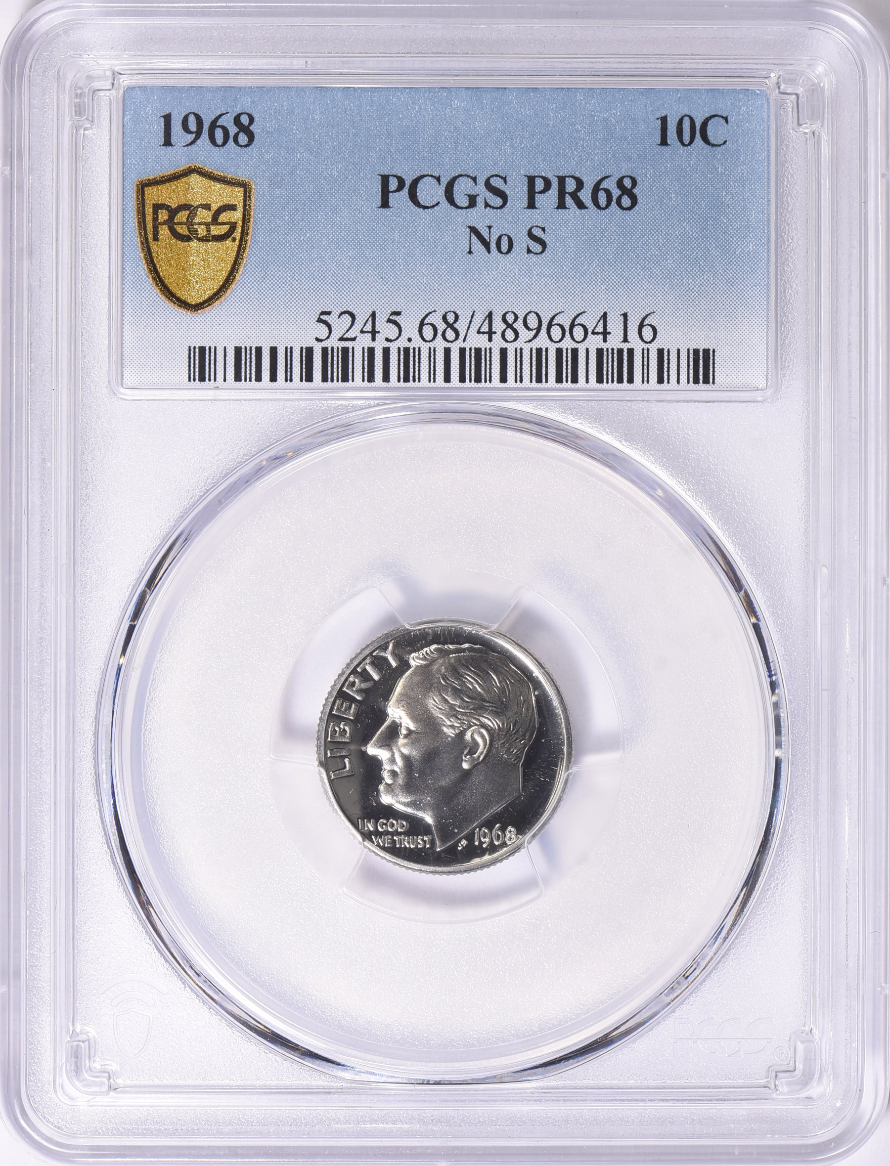 1968 Roosevelt Dime No S PCGS Proof-68 (Item 1770667) | GreatCollections Coin Auctions