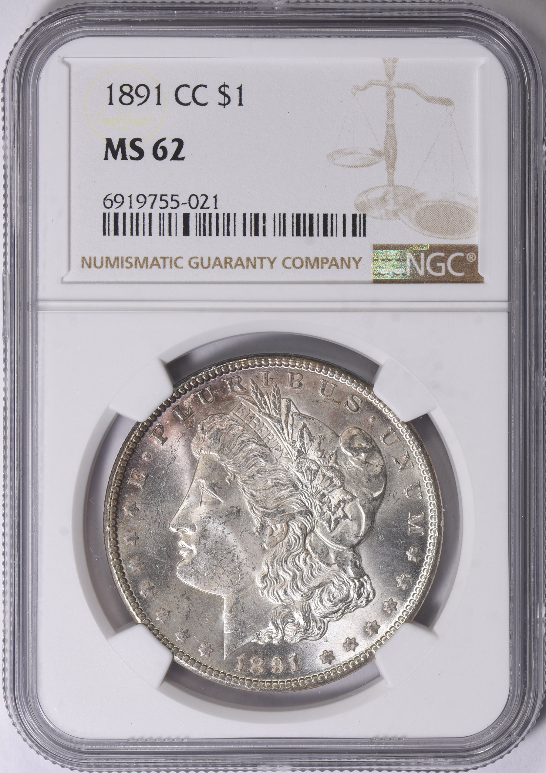 1891-CC Morgan Silver Dollar NGC MS-62 (Item 1770682) | GreatCollections Coin Auctions