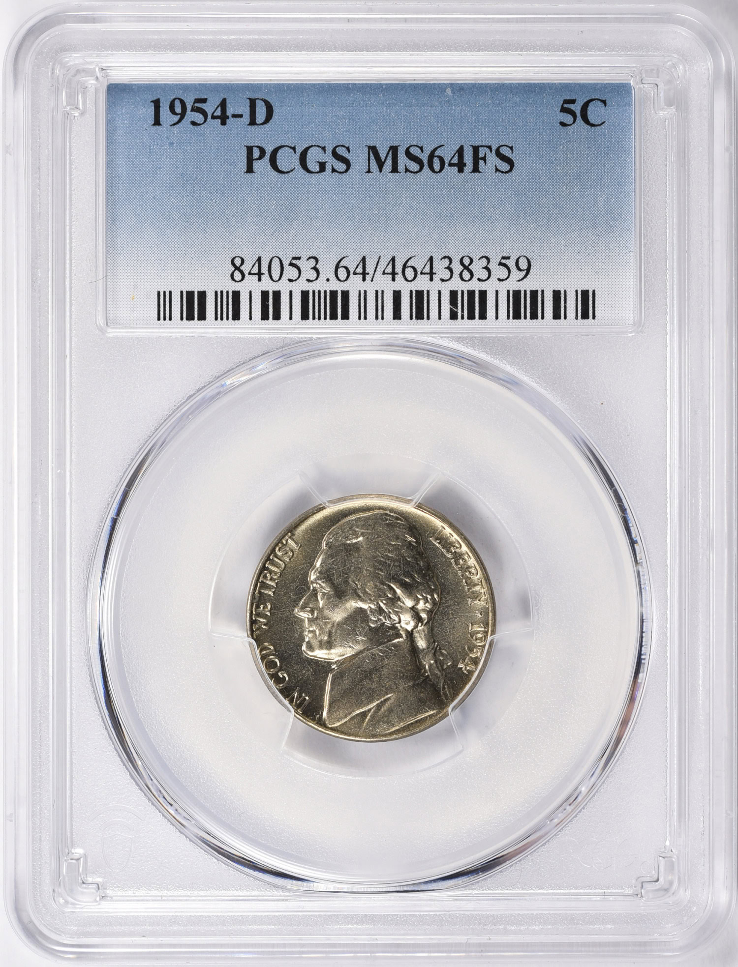 1954-D Jefferson Nickel PCGS MS-64 FS (Item 1770692) | GreatCollections Coin Auctions