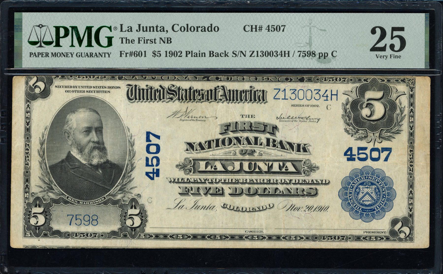 Fr. 601 La Junta, Colorado 1902 The First National Bank $5 Plain Back ...