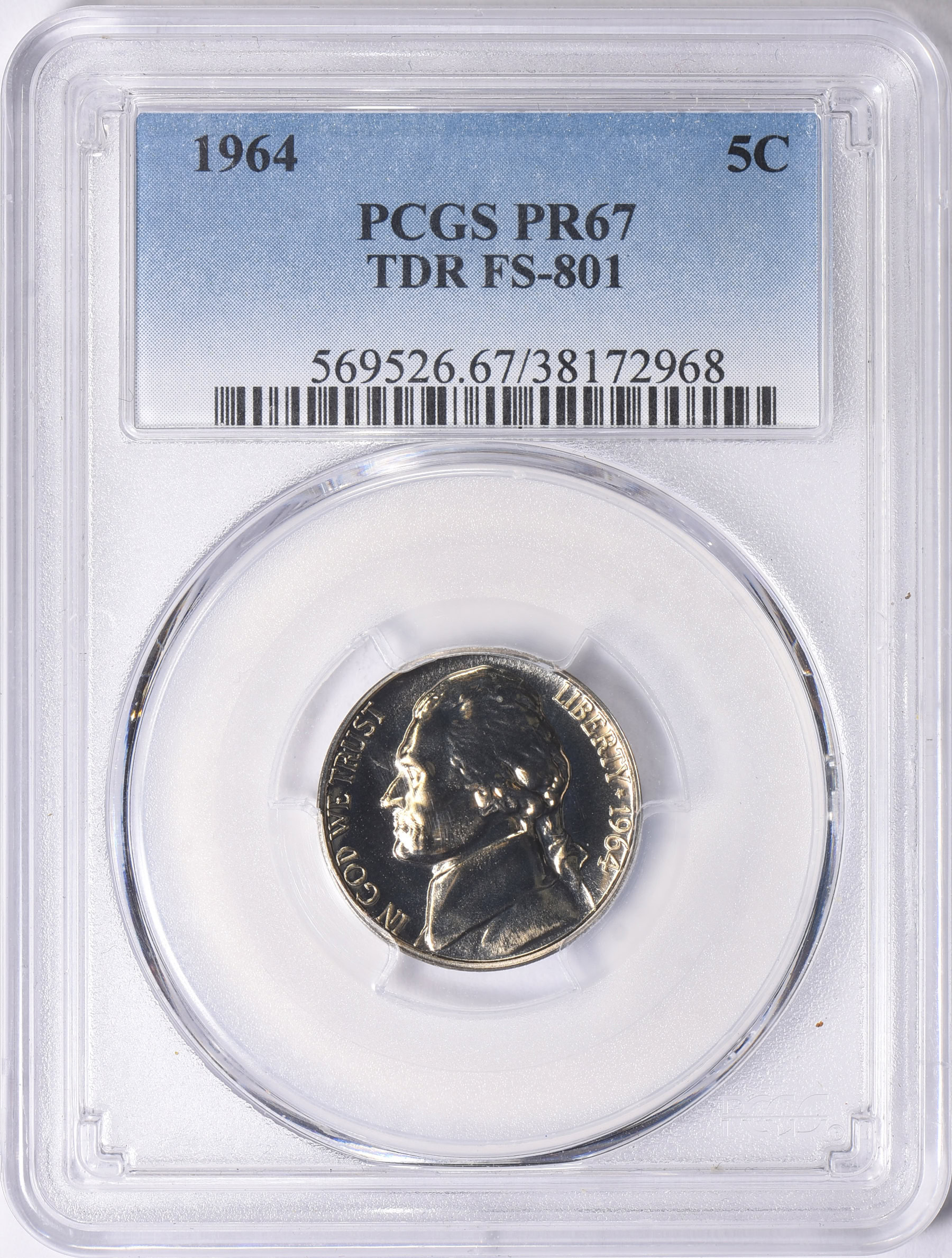 1964 Jefferson Nickel Tripled Die Reverse FS-801 PCGS Proof-67 (Item ...
