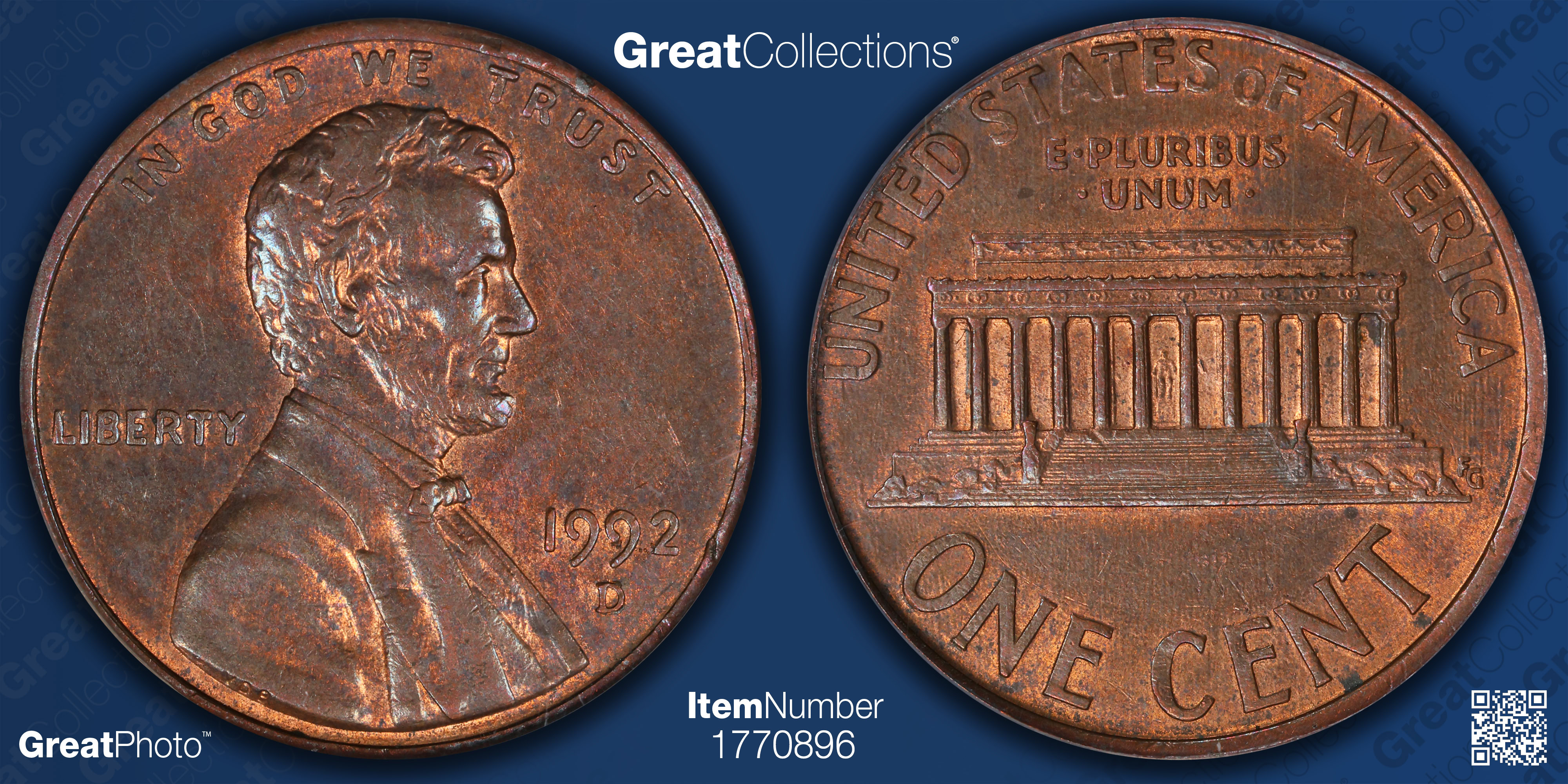 1992-D Lincoln Cent Close AM FS-901 RDV-007 ANACS AU-50 BN (Item ...
