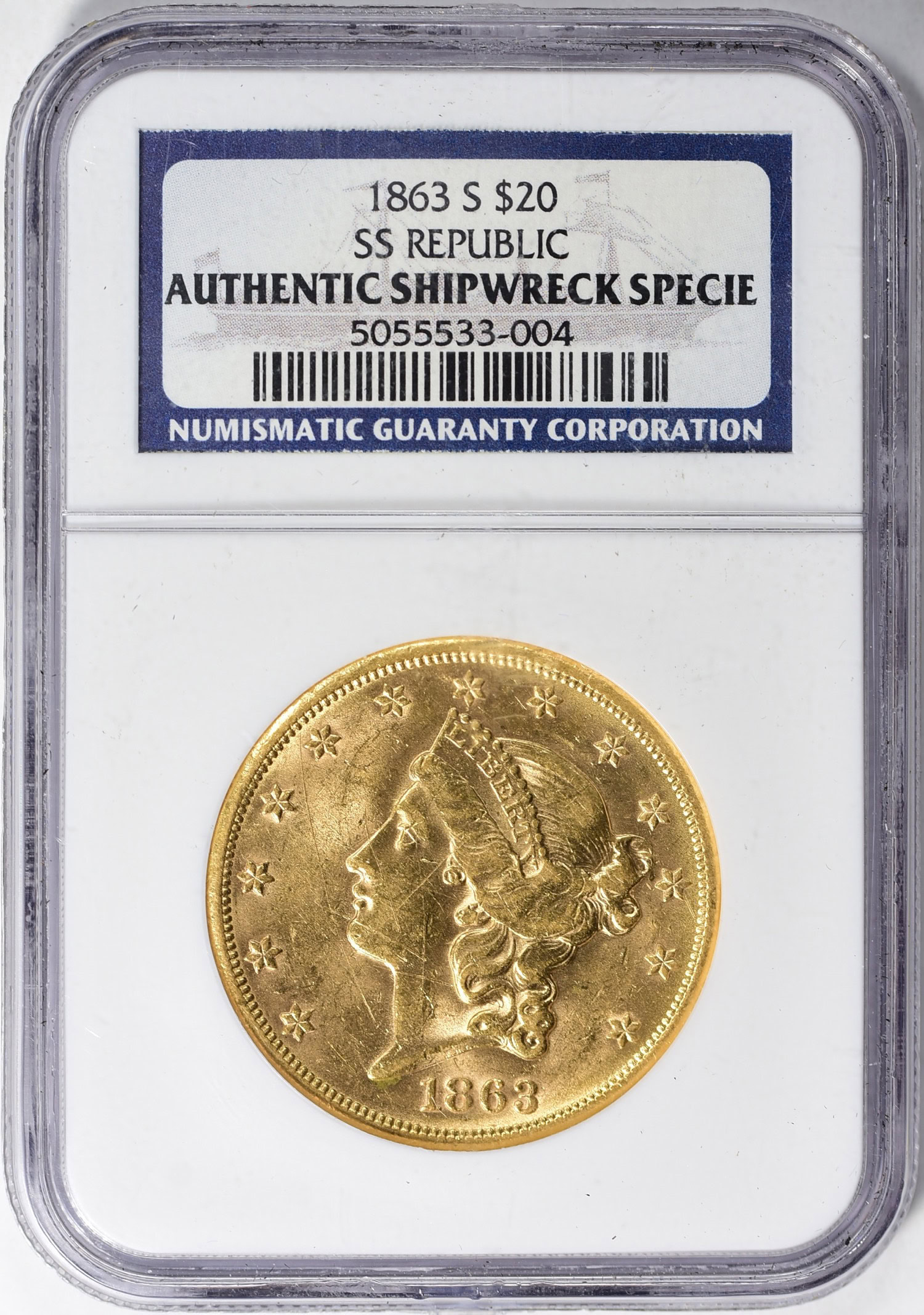 1863-S Liberty Gold Double Eagle Shipwreck S.S. Republic NGC Certified ...
