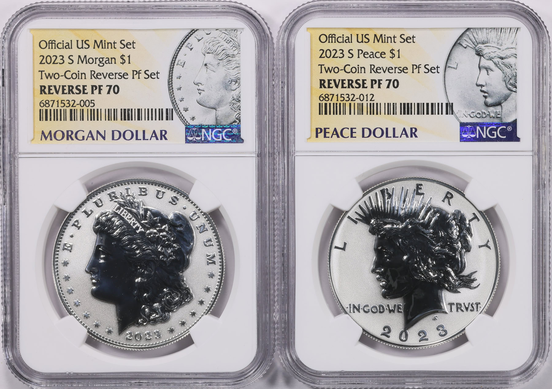 2023-S Morgan and Peace Silver Dollar Reverse Proof Set NGC Proof-70 (2 ...