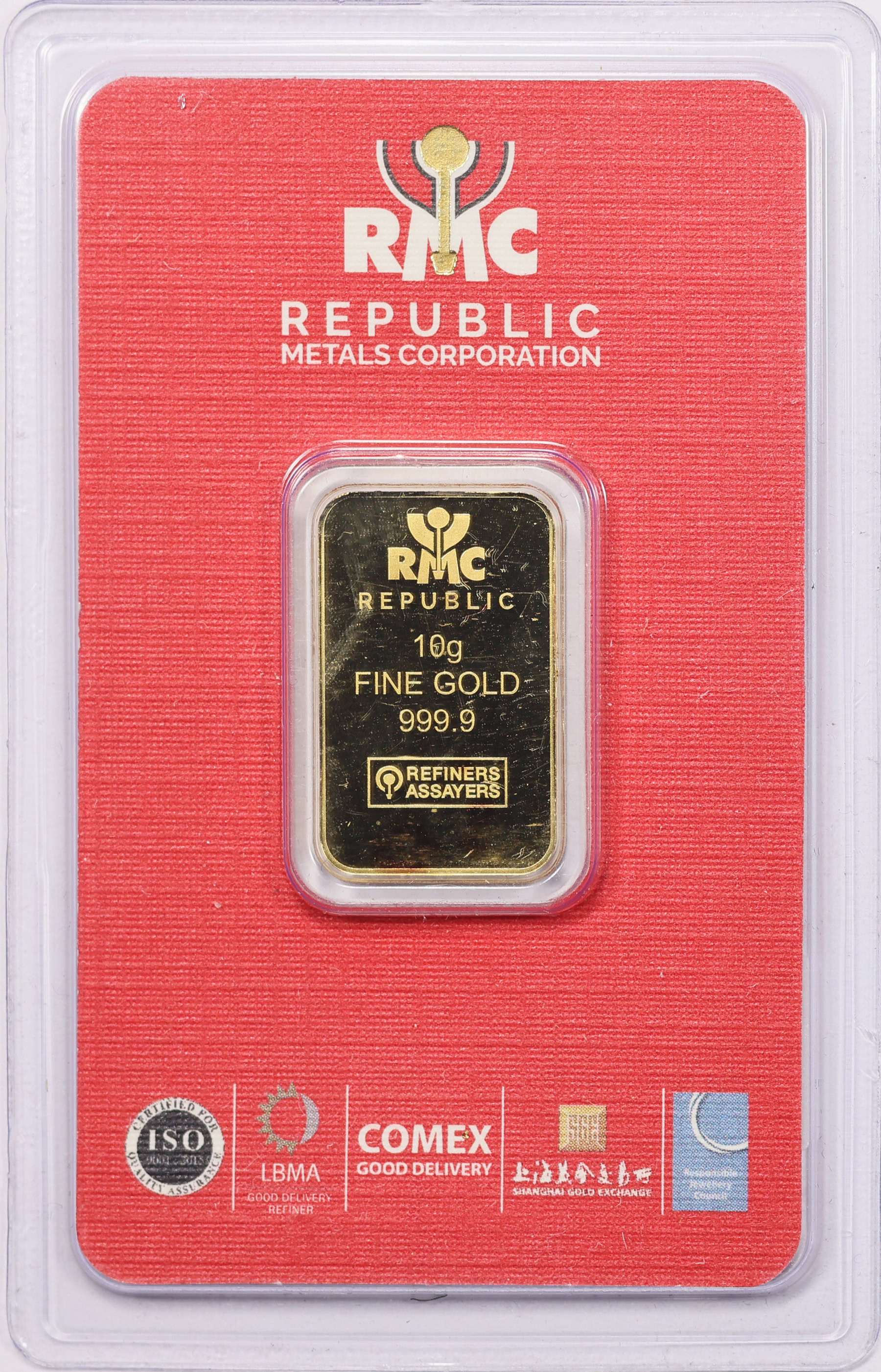 ND Gold 10gms Republic Metals Corp. Ingot/Bar Uncertified in Card of ...