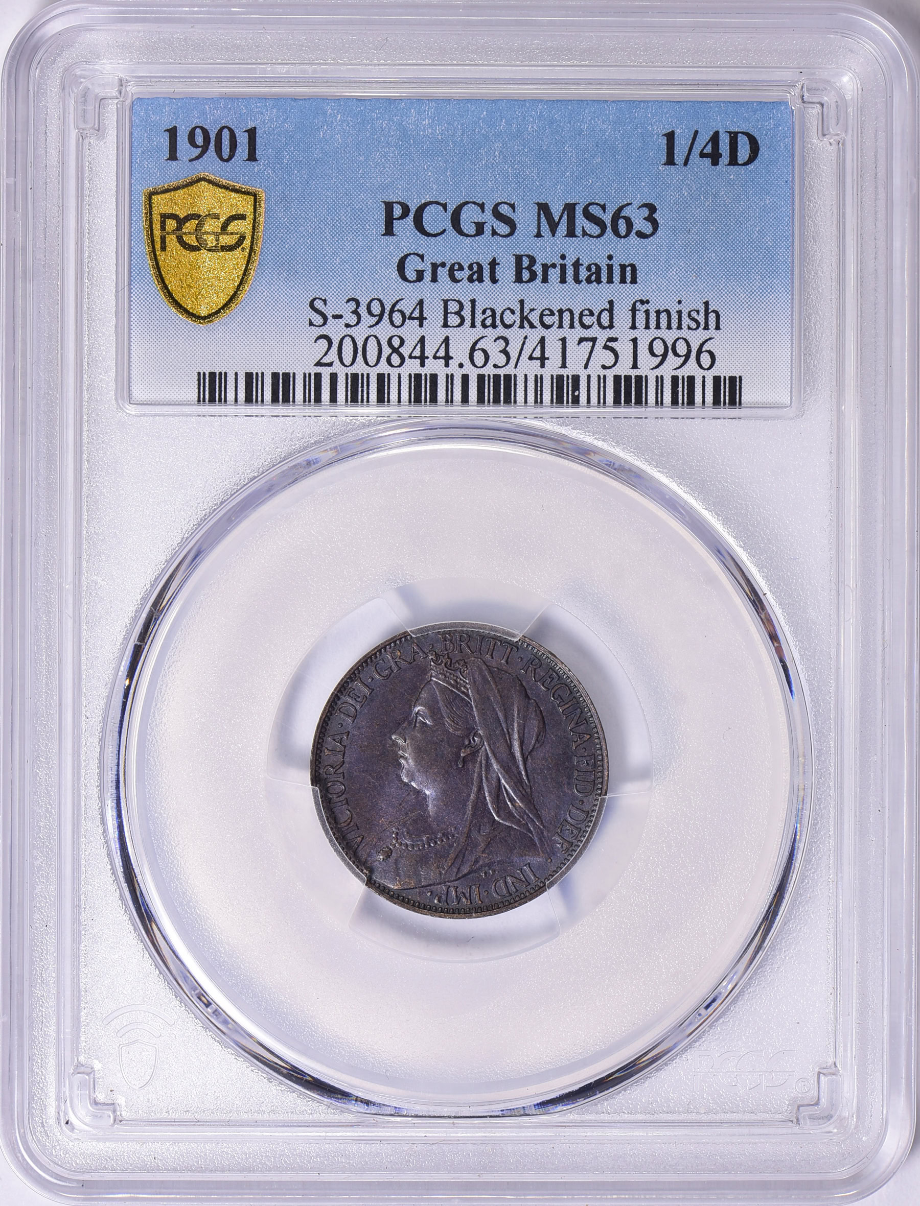 Great Britain 1901 Farthing Blackened Finish KM-788.2 PCGS MS-63 (Item ...