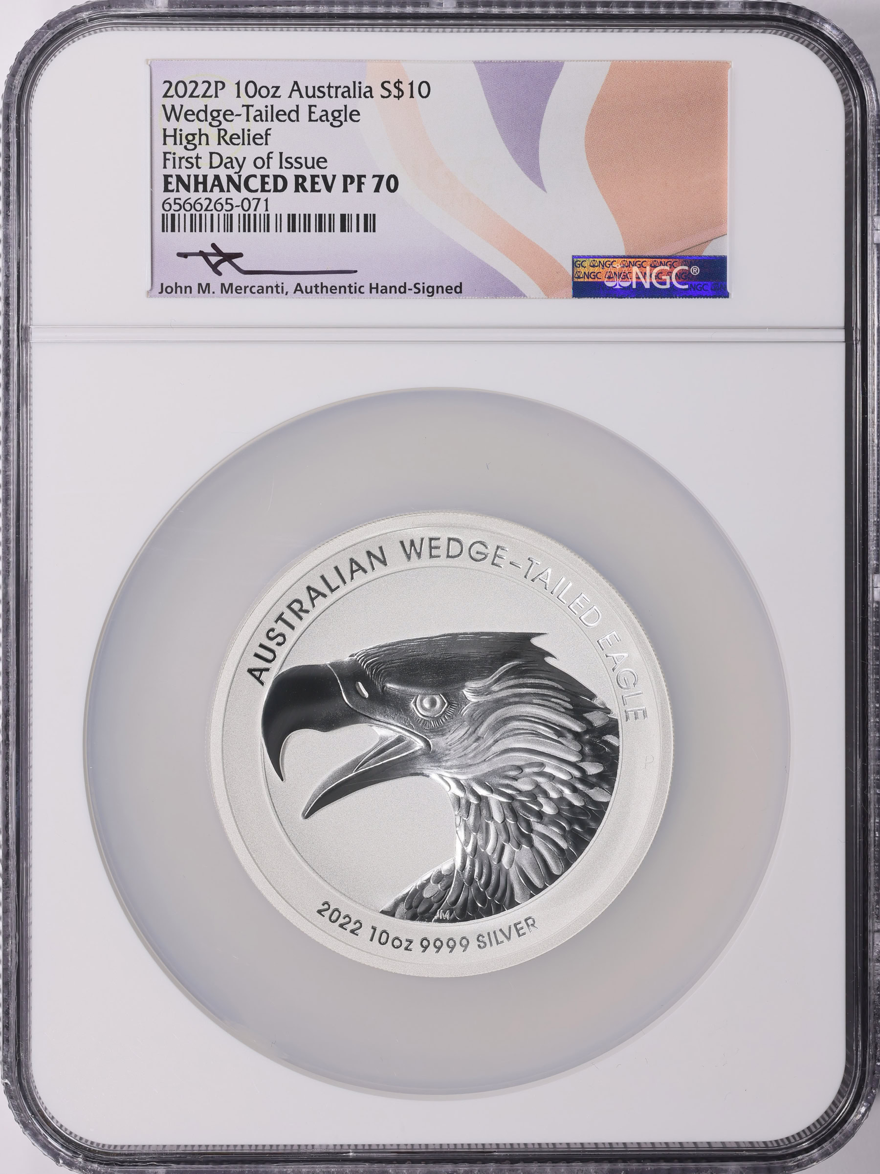 Australia 2022-P Silver $10 Wedge-Tailed Eagle High Relief Enhanced Reverse Proof First Day of ...