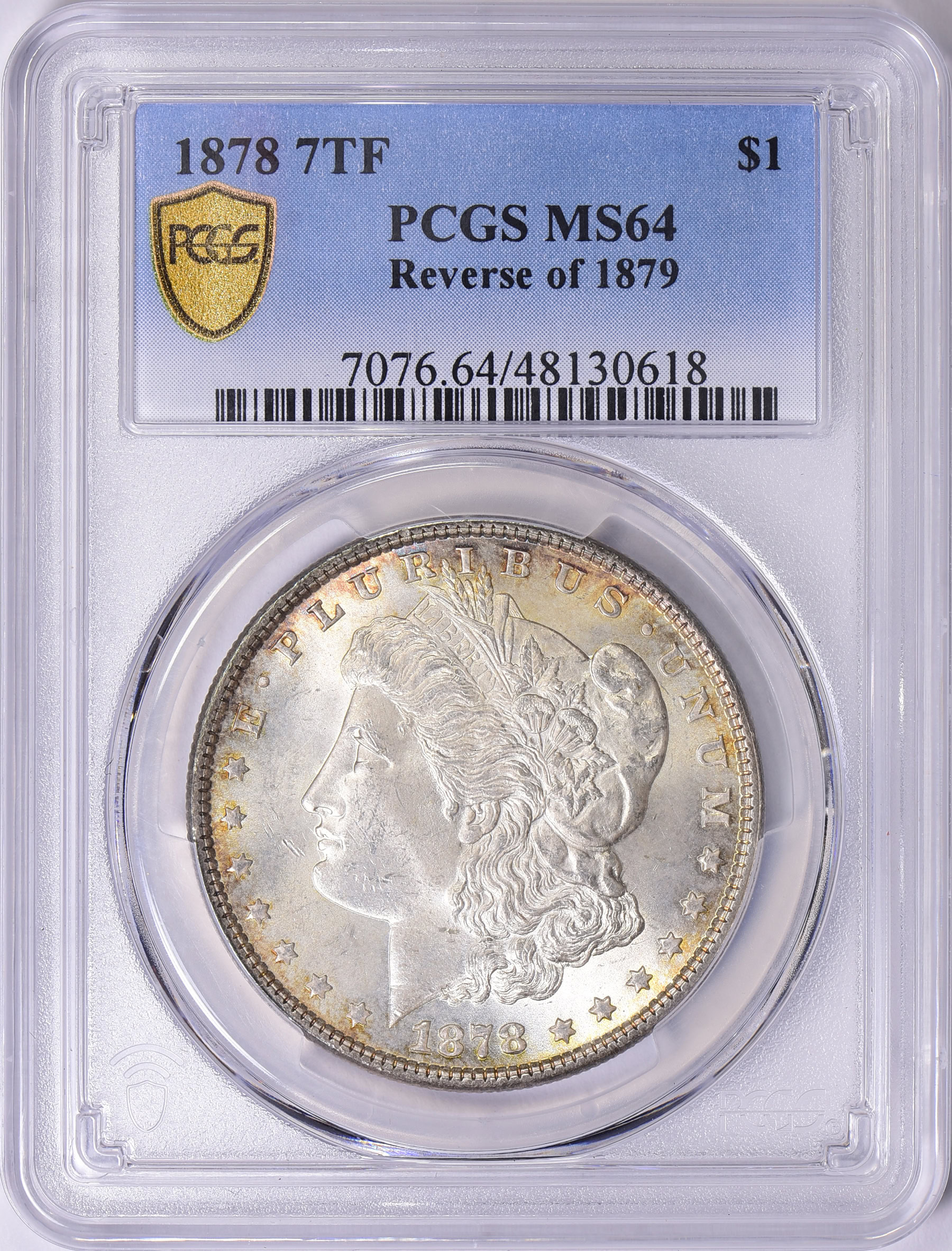 1878 Morgan Silver Dollar 7 Tailfeathers, Reverse of 1879 PCGS MS-64 (Item 1771351 ...