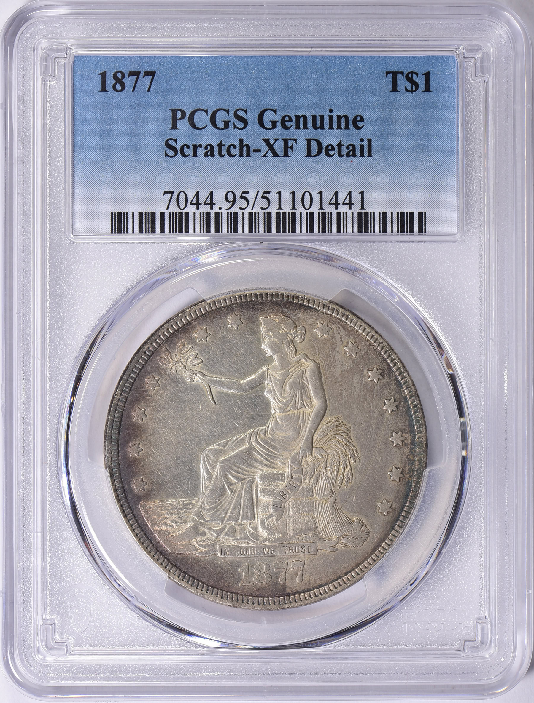 1877 Trade Silver Dollar PCGS Genuine XF Details (Item 1771369) | GreatCollections Coin Auctions