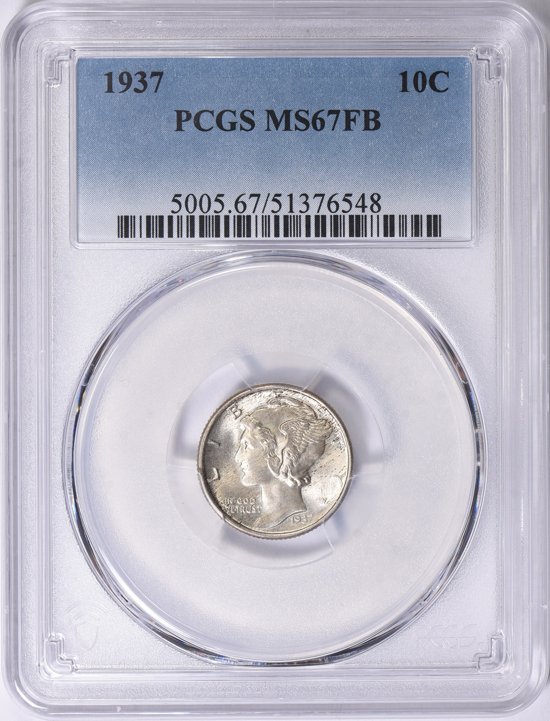 1937 Mercury Dime PCGS MS-67 FB (Item 1771394) | GreatCollections Coin Auctions