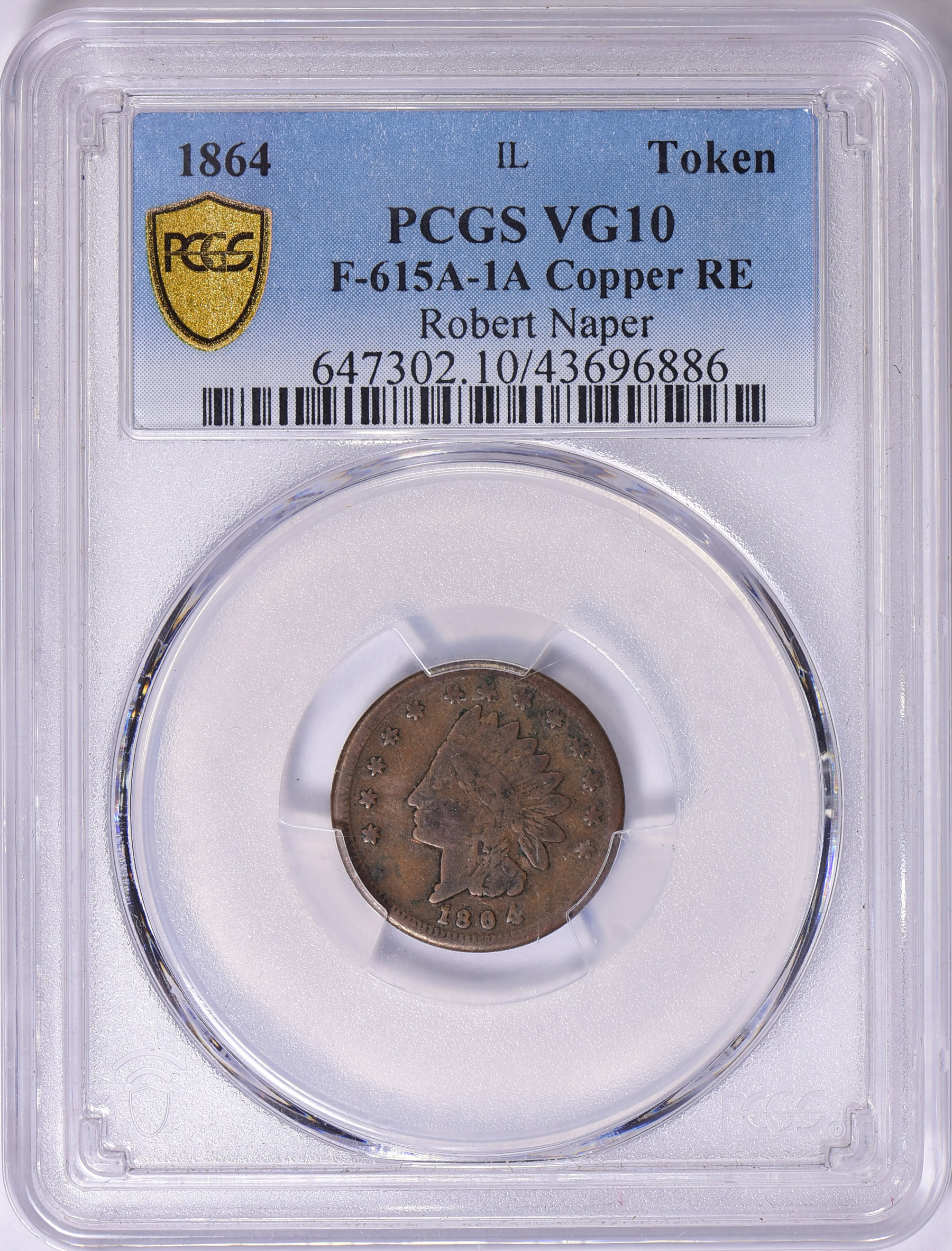 1864 Naperville, Illinois Robert Naper Dry Goods Civil War Token F-615A ...