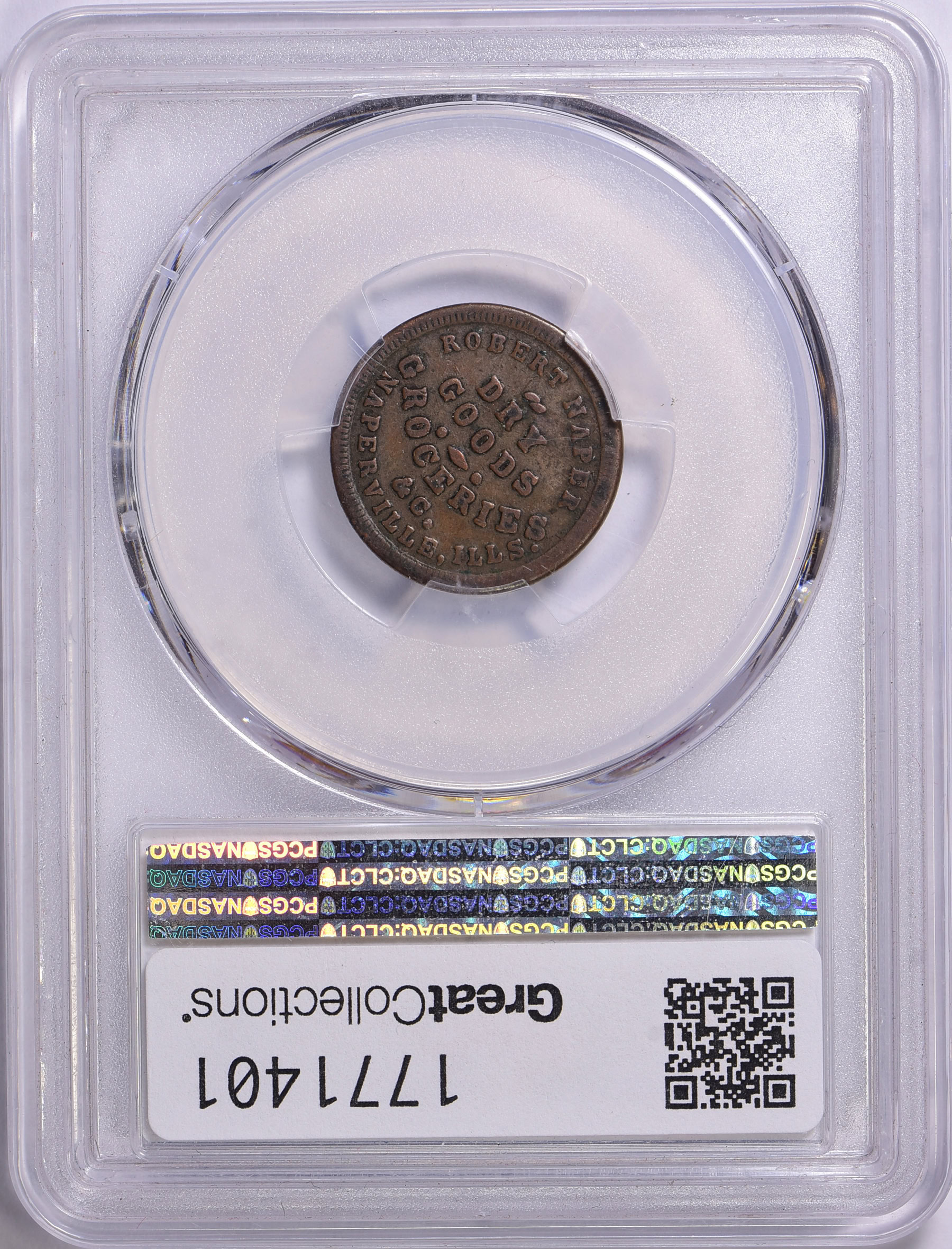 1864 Naperville, Illinois Robert Naper Dry Goods Civil War Token F-615A ...
