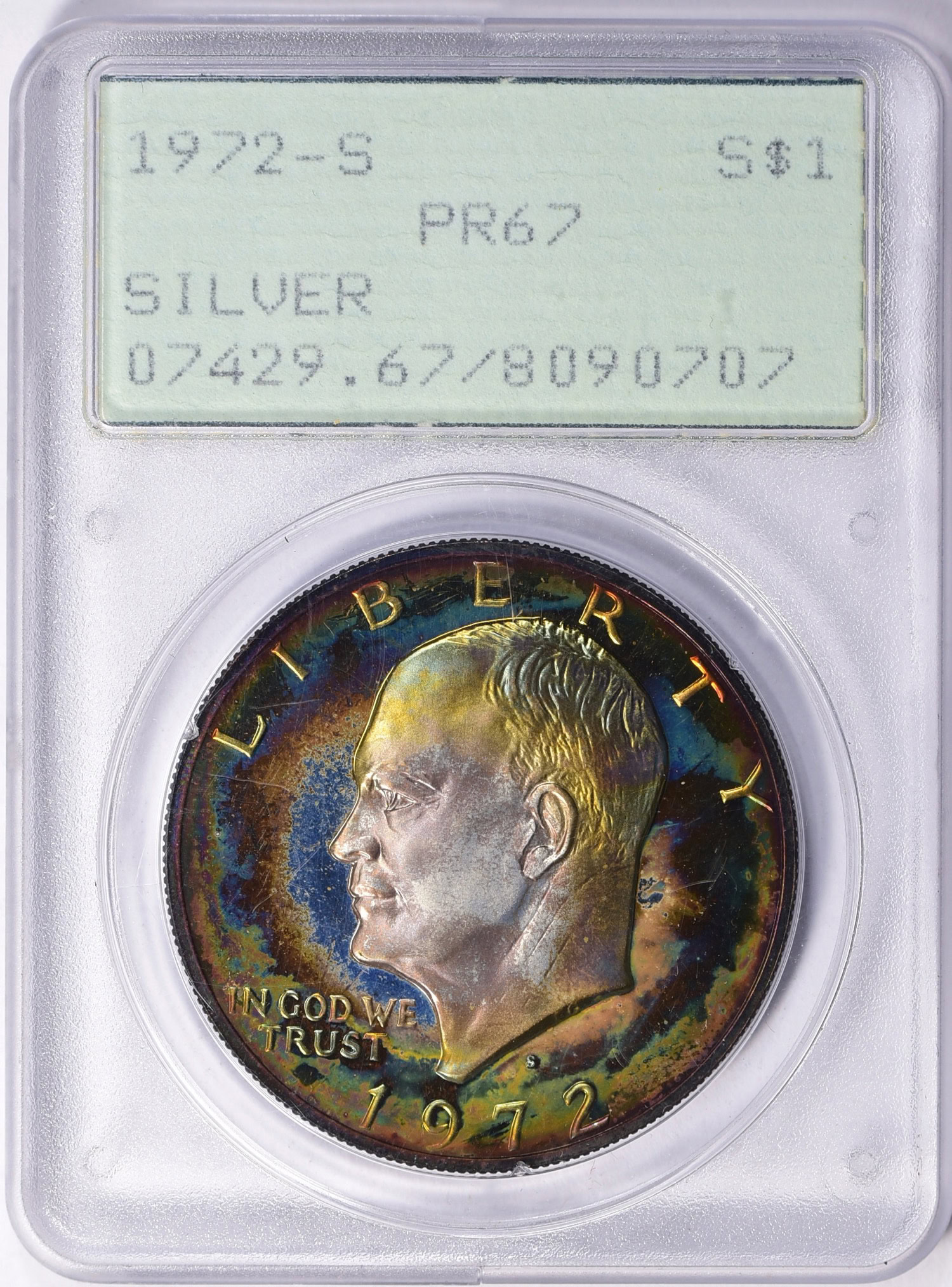 1972-S Eisenhower Dollar Silver PCGS Proof-67 OGH (1st Gen) (Toned) (Item 1771578 ...
