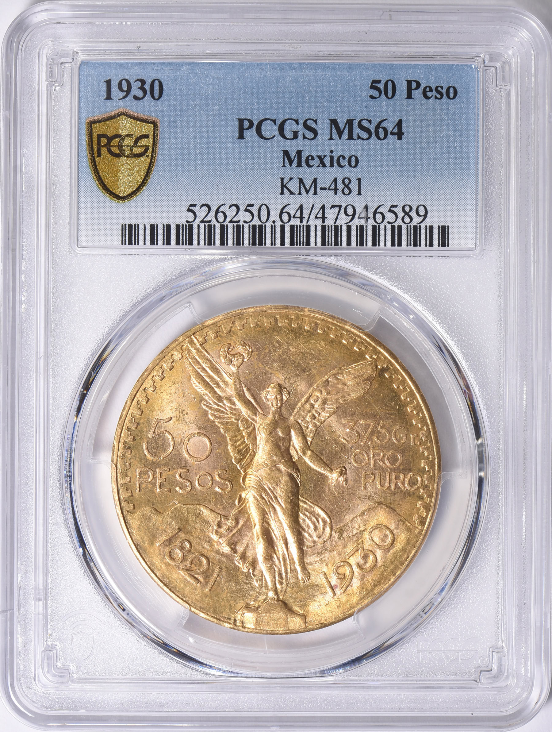 Mexico 1930 Gold 50 Pesos KM-481 PCGS MS-64 (AGW = 1.2057 oz.) (Item 1771619) | GreatCollections ...