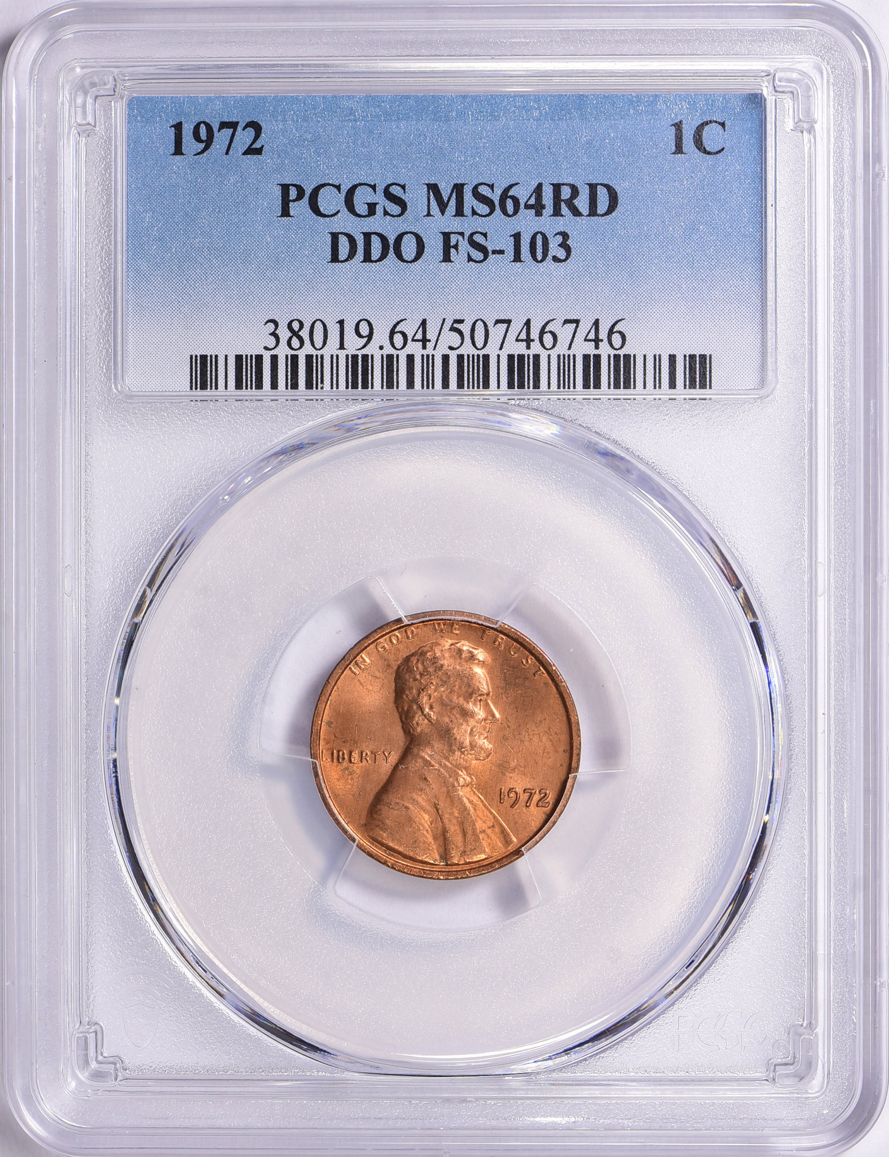1972 Lincoln Cent Doubled Die Obverse FS-103 PCGS MS-64 RD (Item 1771640) | GreatCollections ...