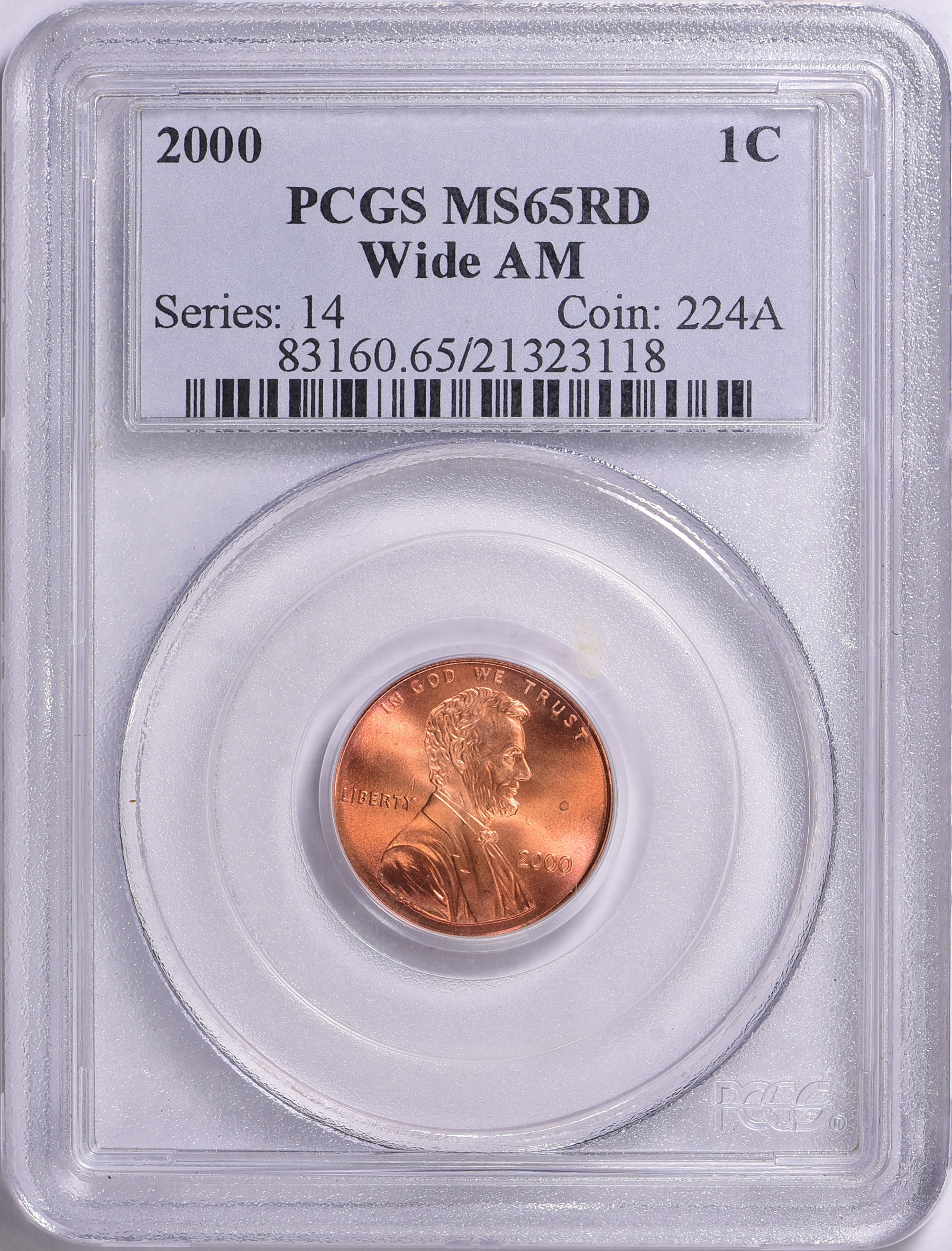2000 Lincoln Cent Wide AM PCGS MS-65 RD (Item 1771656 ...