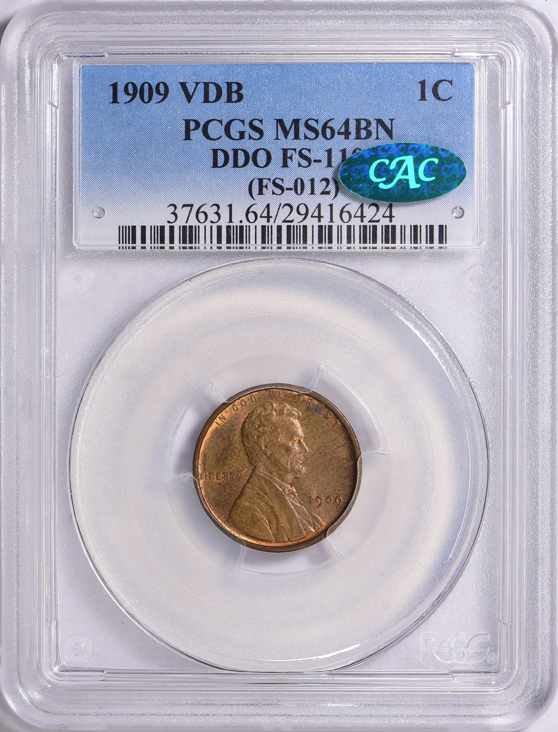 1909 VDB Lincoln Cent Doubled Die Obverse FS-1101 (FS-012) PCGS MS-64 ...