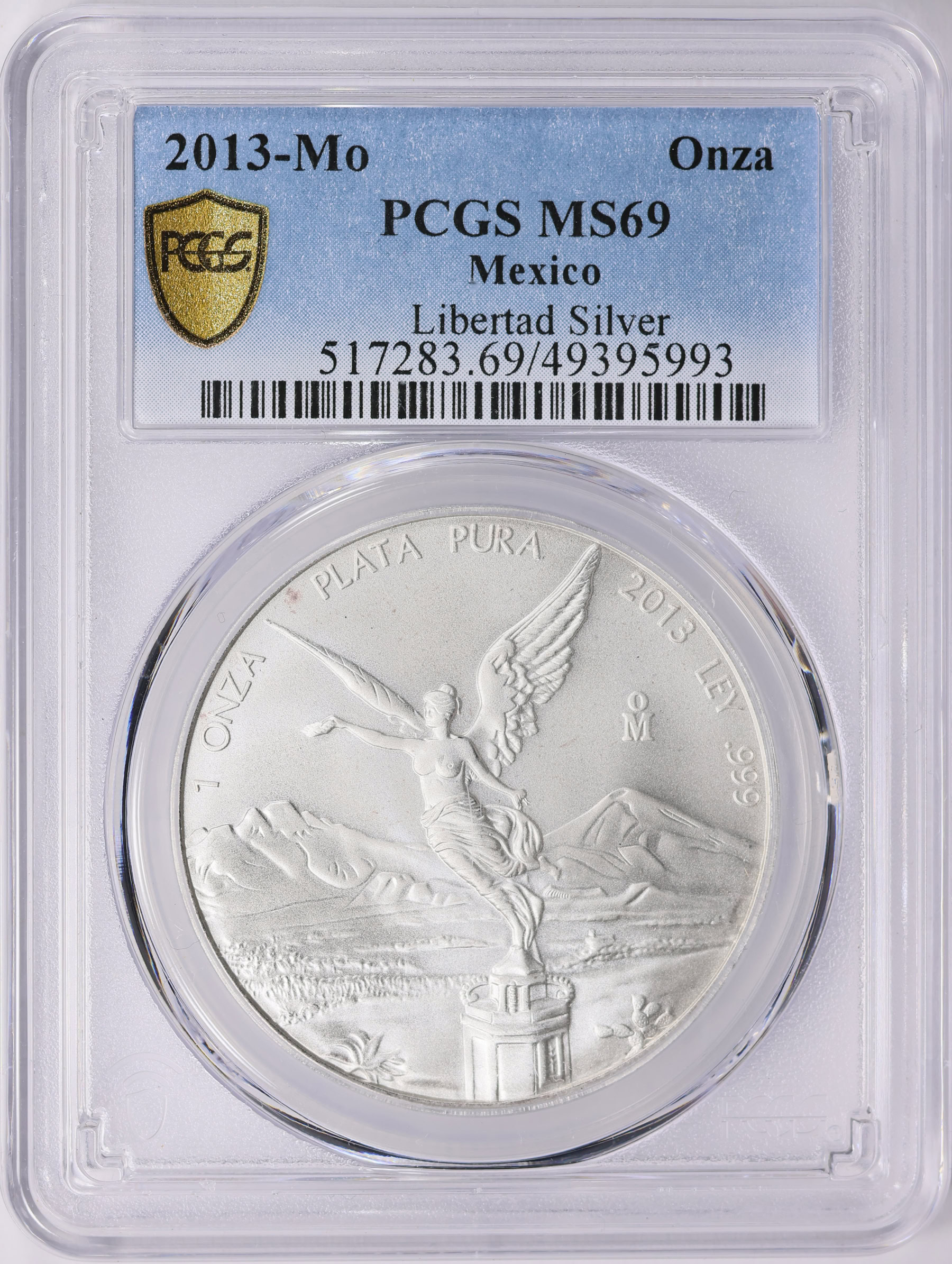 Mexico 2013-Mo Silver Onza Libertad KM-639 PCGS MS-69 (Item 1771697) | GreatCollections Coin ...